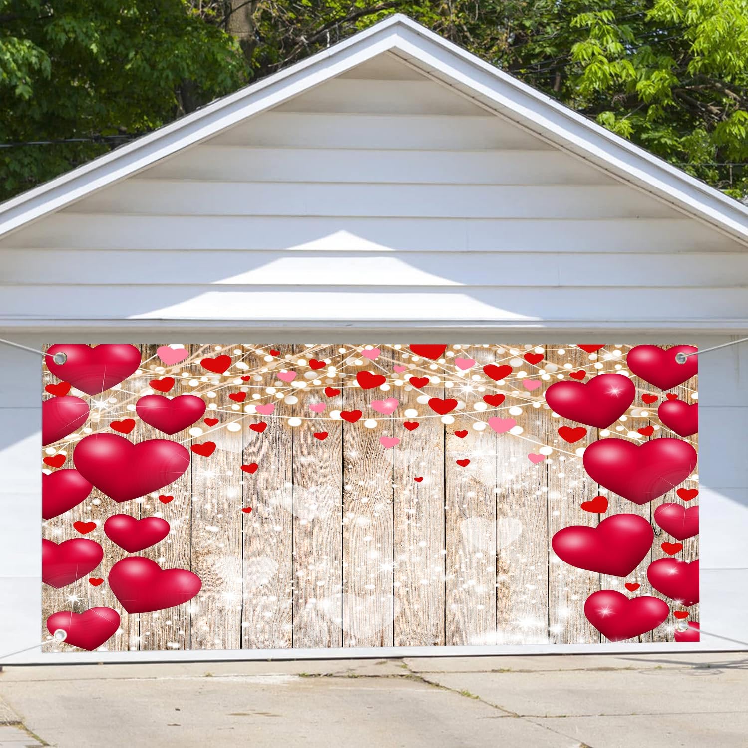 Amazon.com: MERCHR Valentine's Day Garage Door Cover 8 x 7 ft, Rustic ...