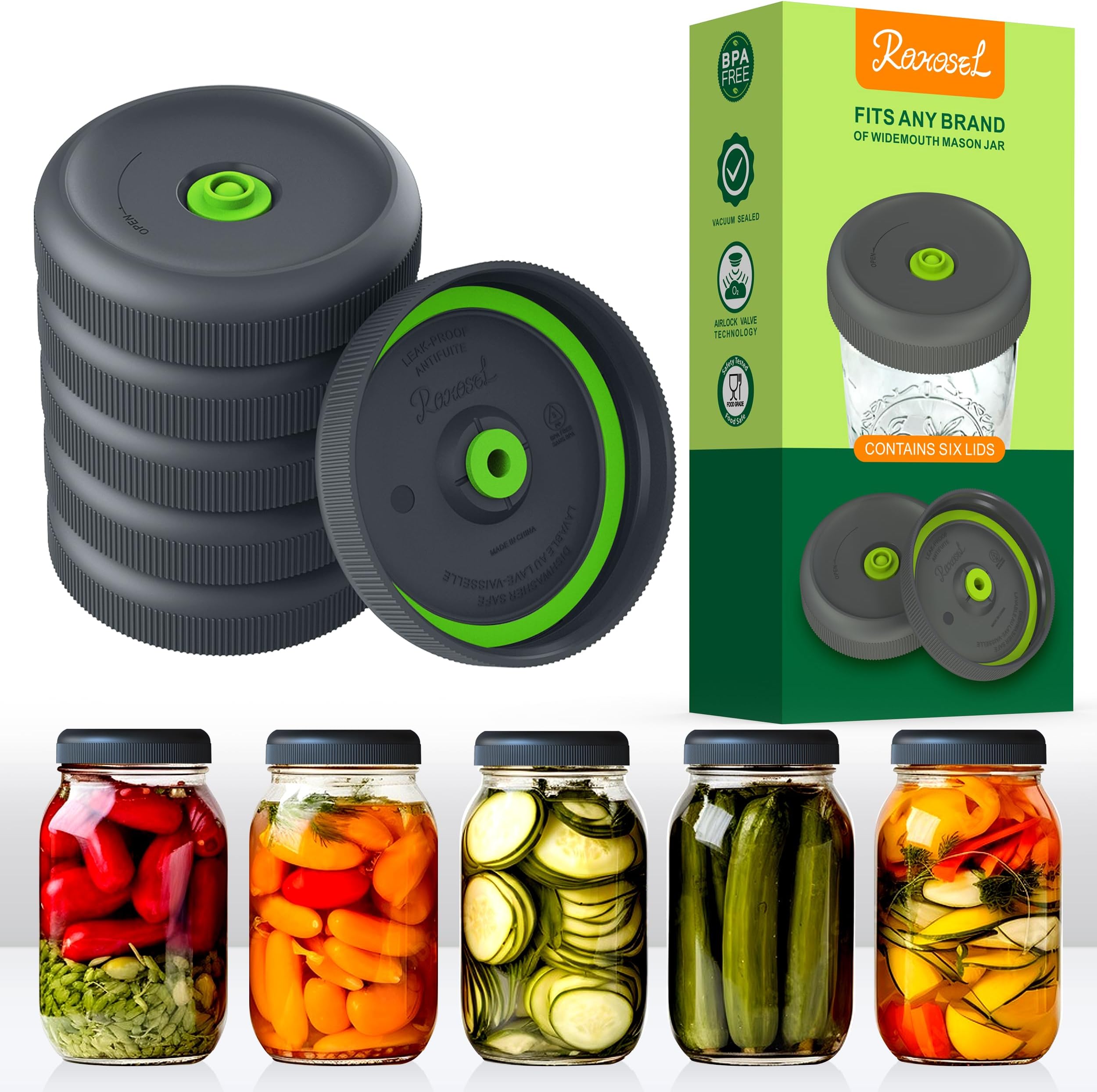 Amazon.com: Fermentation Lids, 6 Set Fermentation Kit for Wide Mouth ...