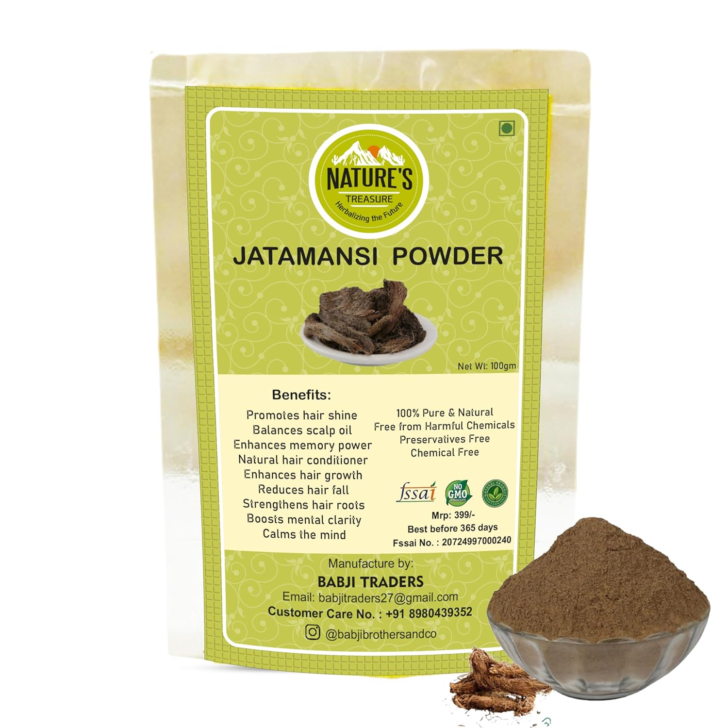 Nature's Treasure Herb Essential Jatamansi Root Powder - 100g ...