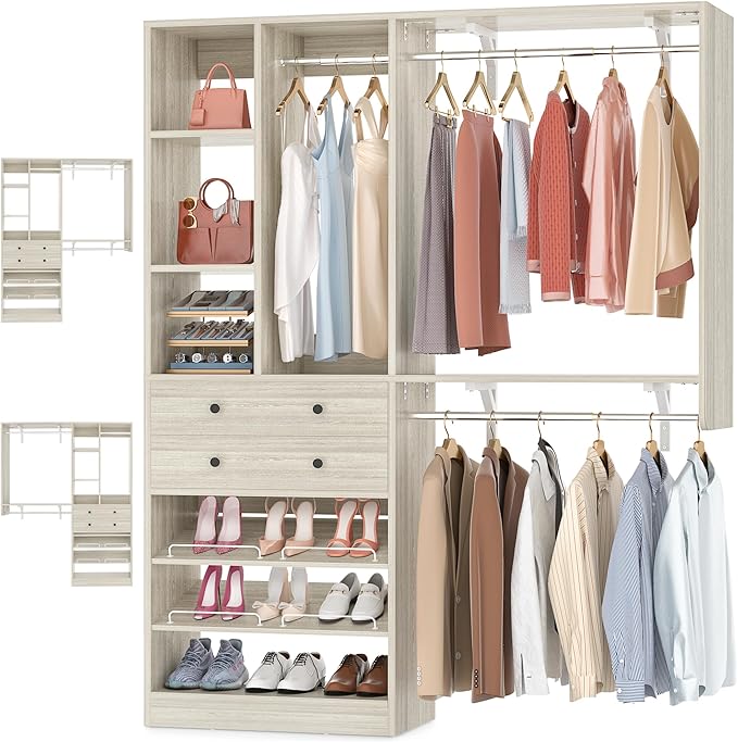 Amazon.com: Besiost Closet System - 5FT Small Closet System with ...