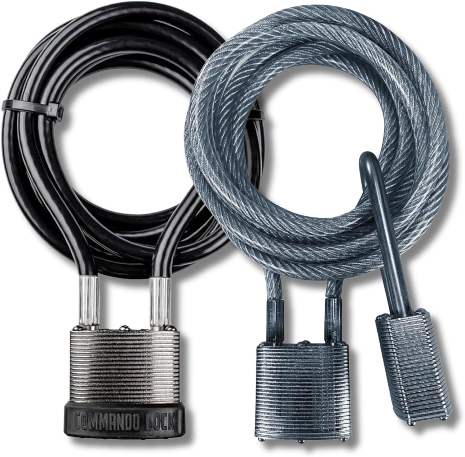 Commando Lock Ultimate Outdoor Security Bundle - Two 8 ft Steel Cable ...