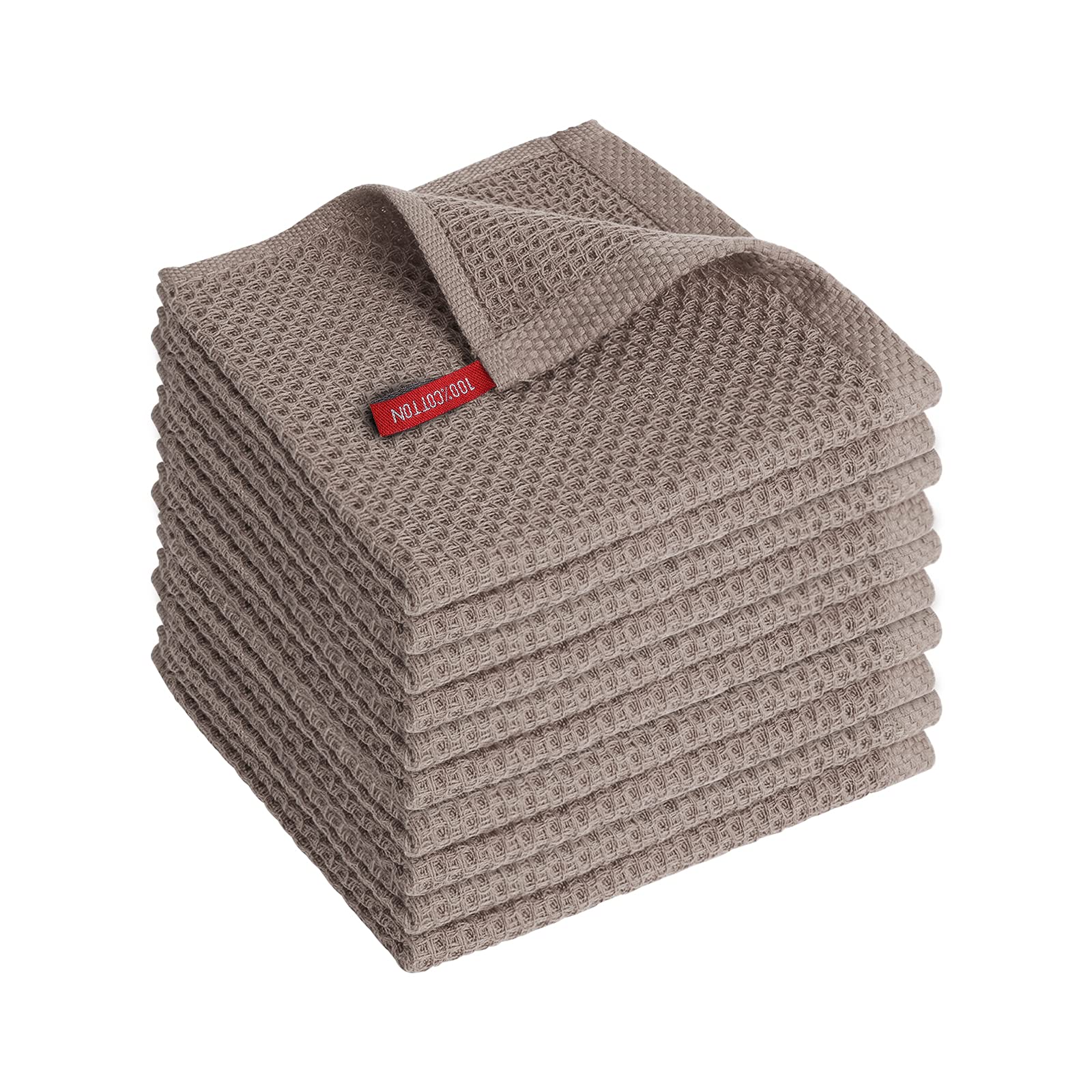SFTXEY 100% Cotton Kitchen Dish Cloths, 10-Pack Waffle Weave Dish ...