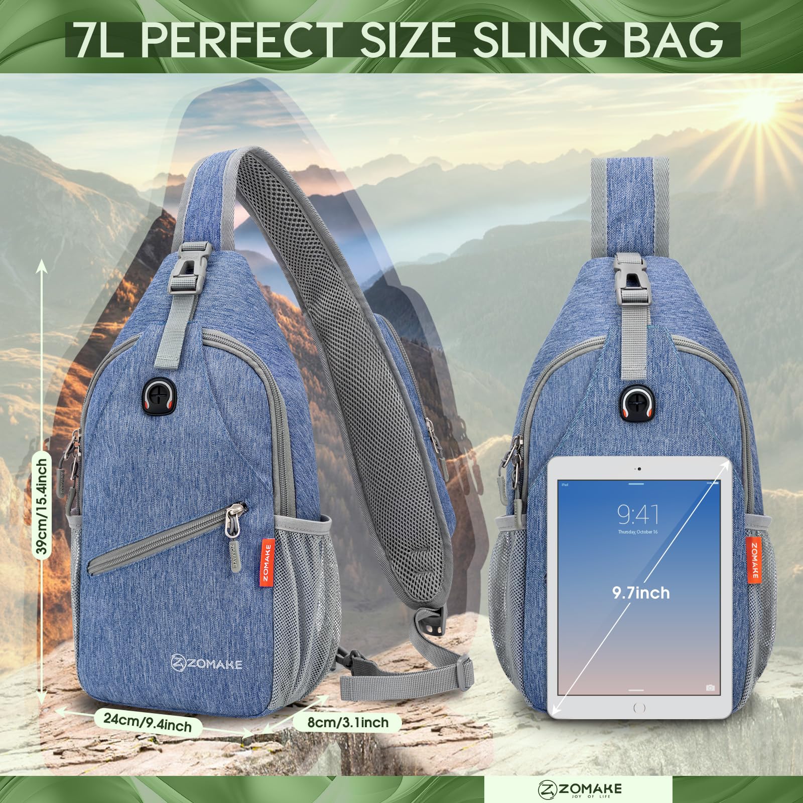 Snapklik.com : ZOMAKE Sling Bag,Small Crossbody Sling Backpack,Water ...