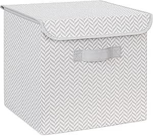 Ocean Home Textile Grey Patterned Storage Box with Lid, Foldable ...