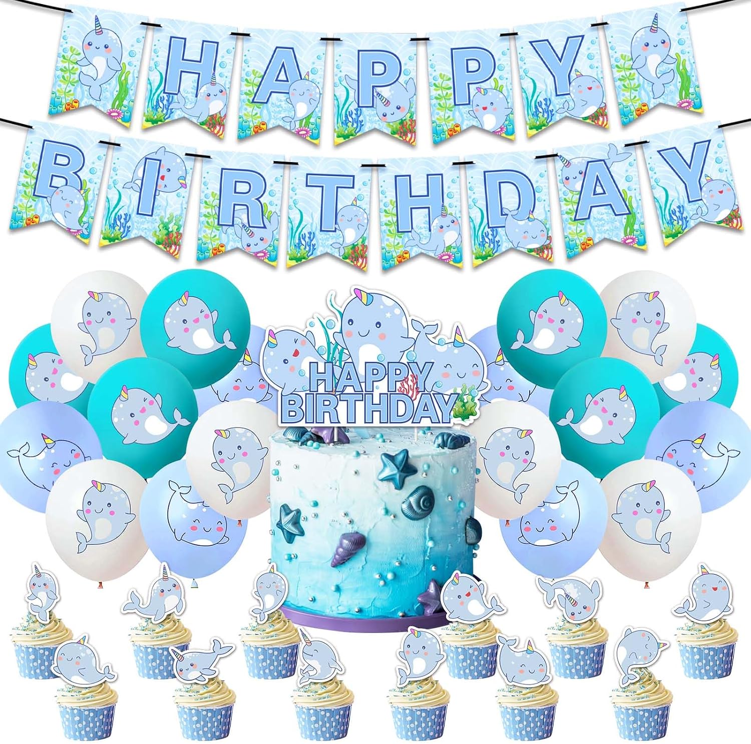 Amazon.com: Narwhal Party Decorations Narwhal Theme Birthday ...