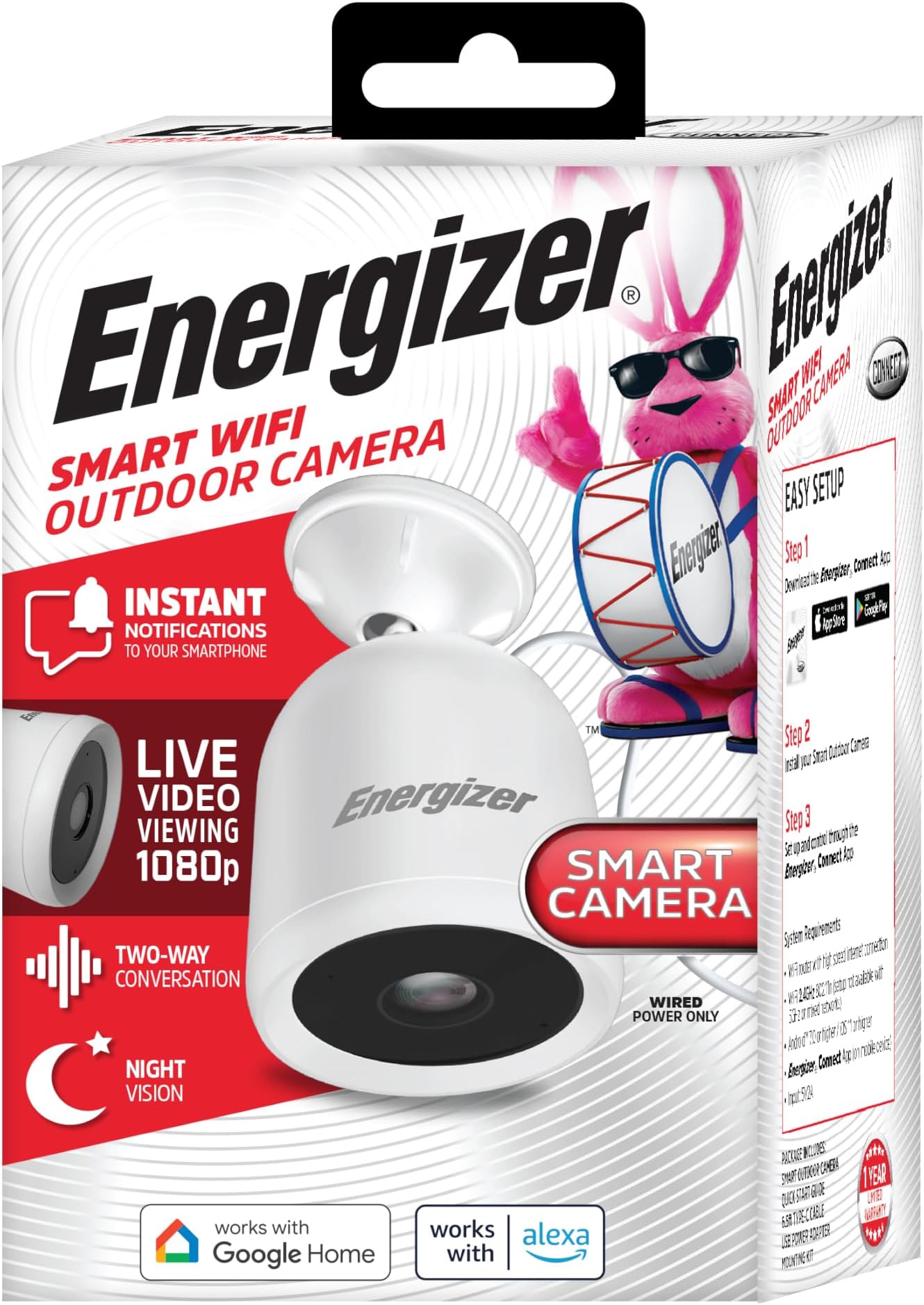 Amazon.com : Energizer Smart Outdoor 1080P Security Camera with 2-Way ...