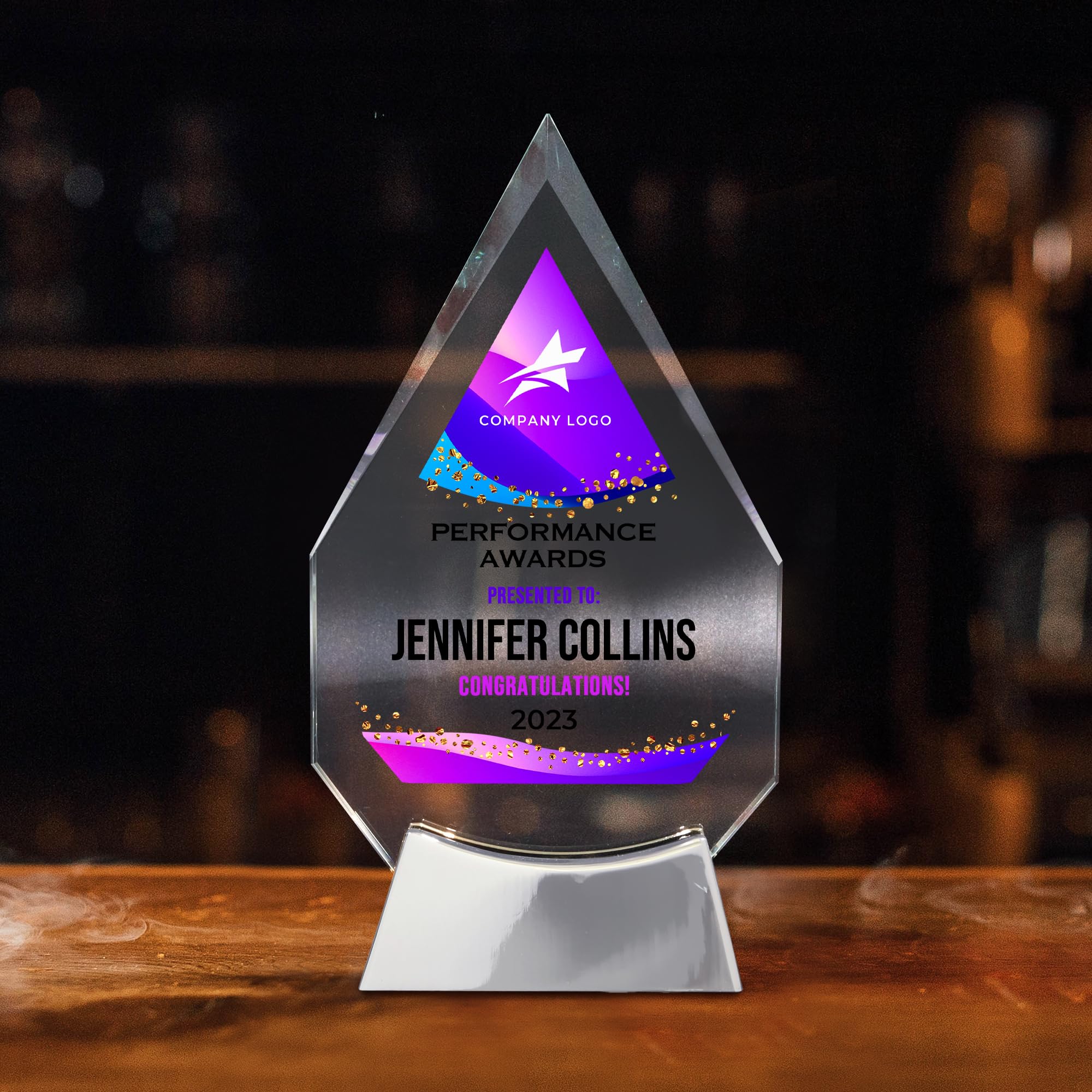 Oscar Trophy Personalized 9 1/4 Inch Glass Award Plaque - Custom ...