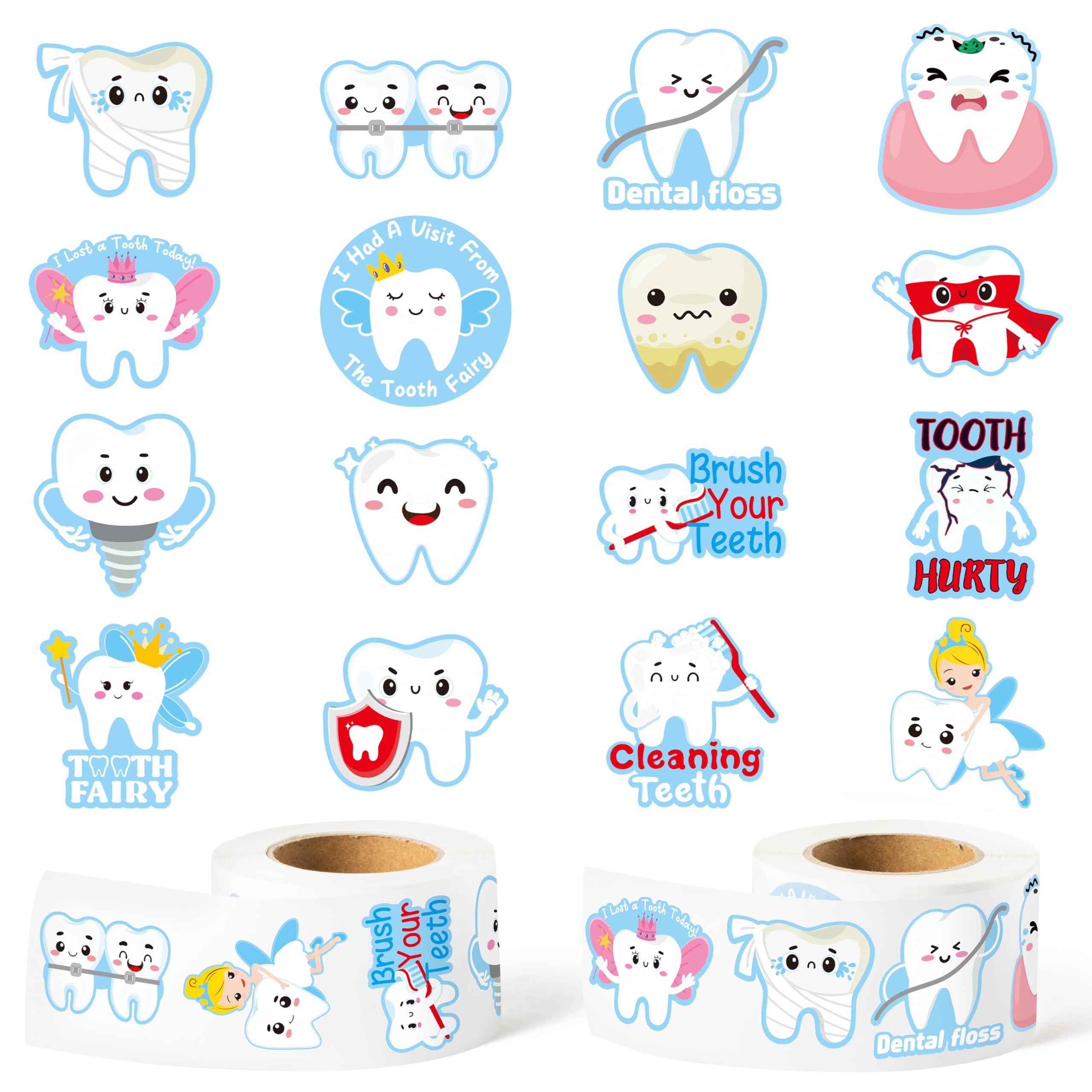 Amazon.com: CJiangpo 1000Pcs Tooth Roll Stickers, Funny Dental Tooth ...