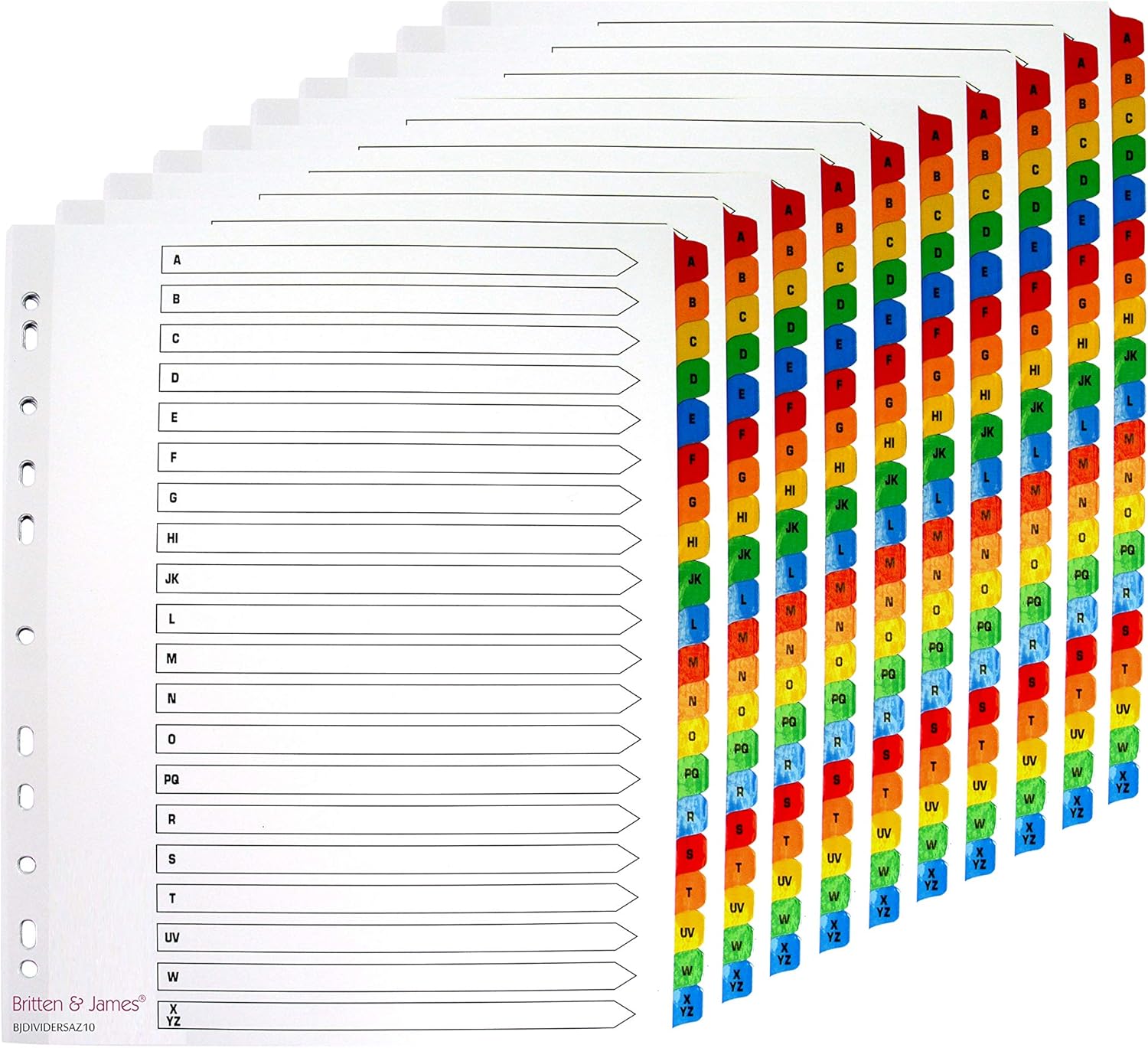 Britten & James Extra Wide File Index Dividers Alphabet 20-Part A-Z ...