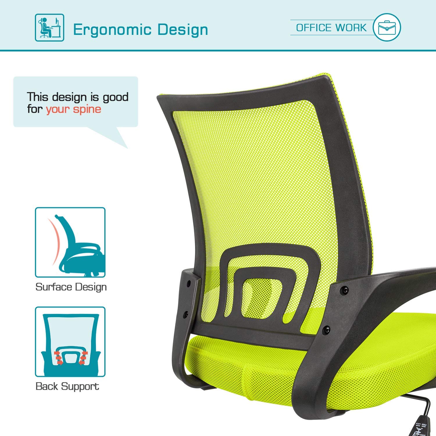 Snapklik.com : Devoko Office Chair Ergonomic Mid Back Swivel Mesh Chair ...