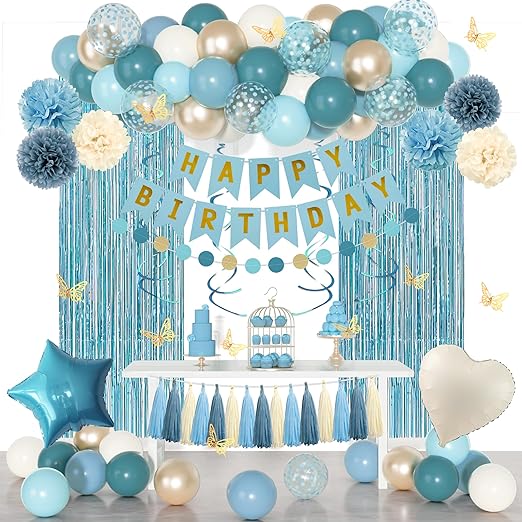 Amazon.com: Blue Birthday Party Decorations, Dusty Blue Sand Confetti ...