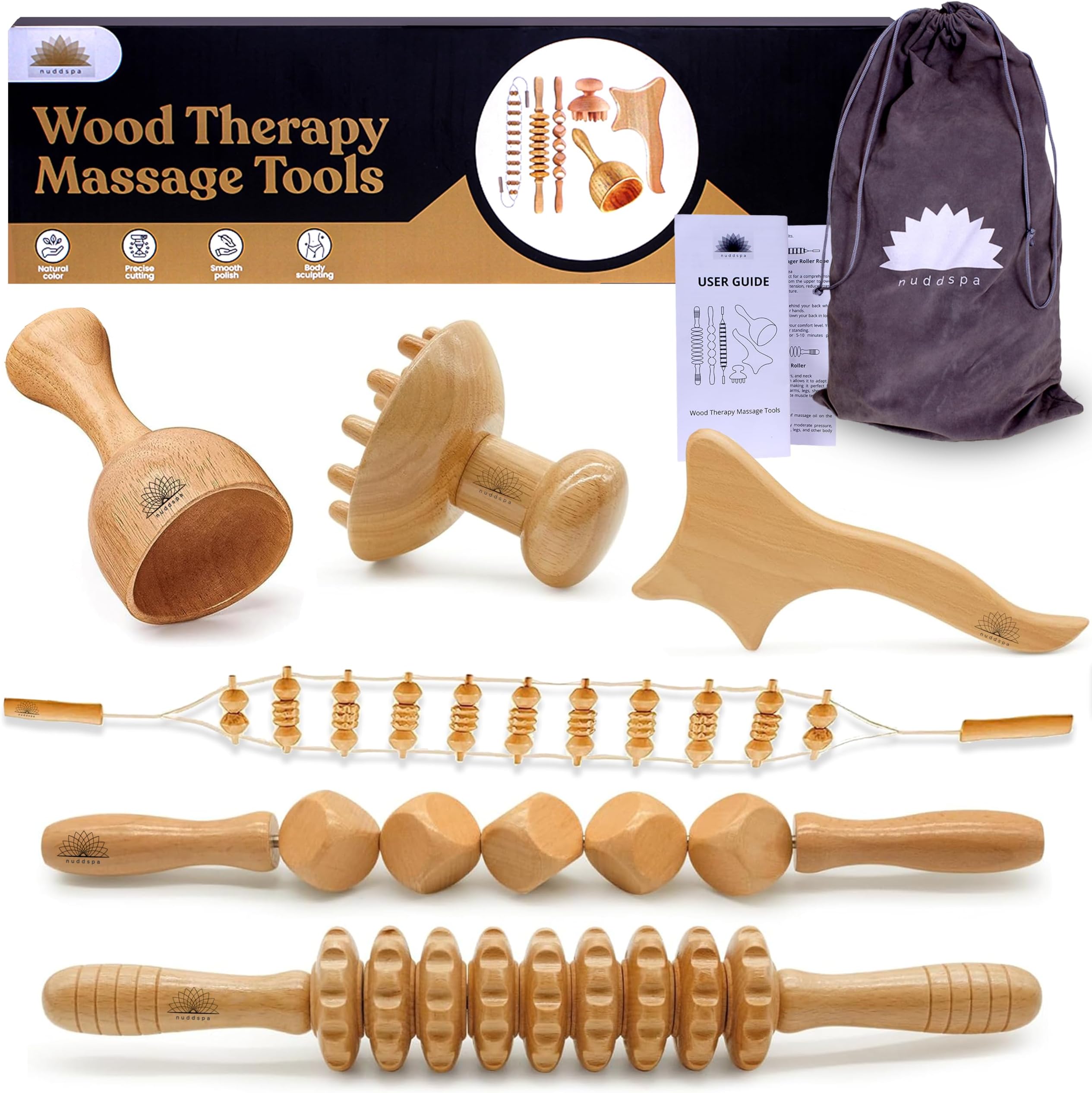 Amazon.com: Komogir Wood Therapy Massage Tools 5-in-1 Lymphatic ...