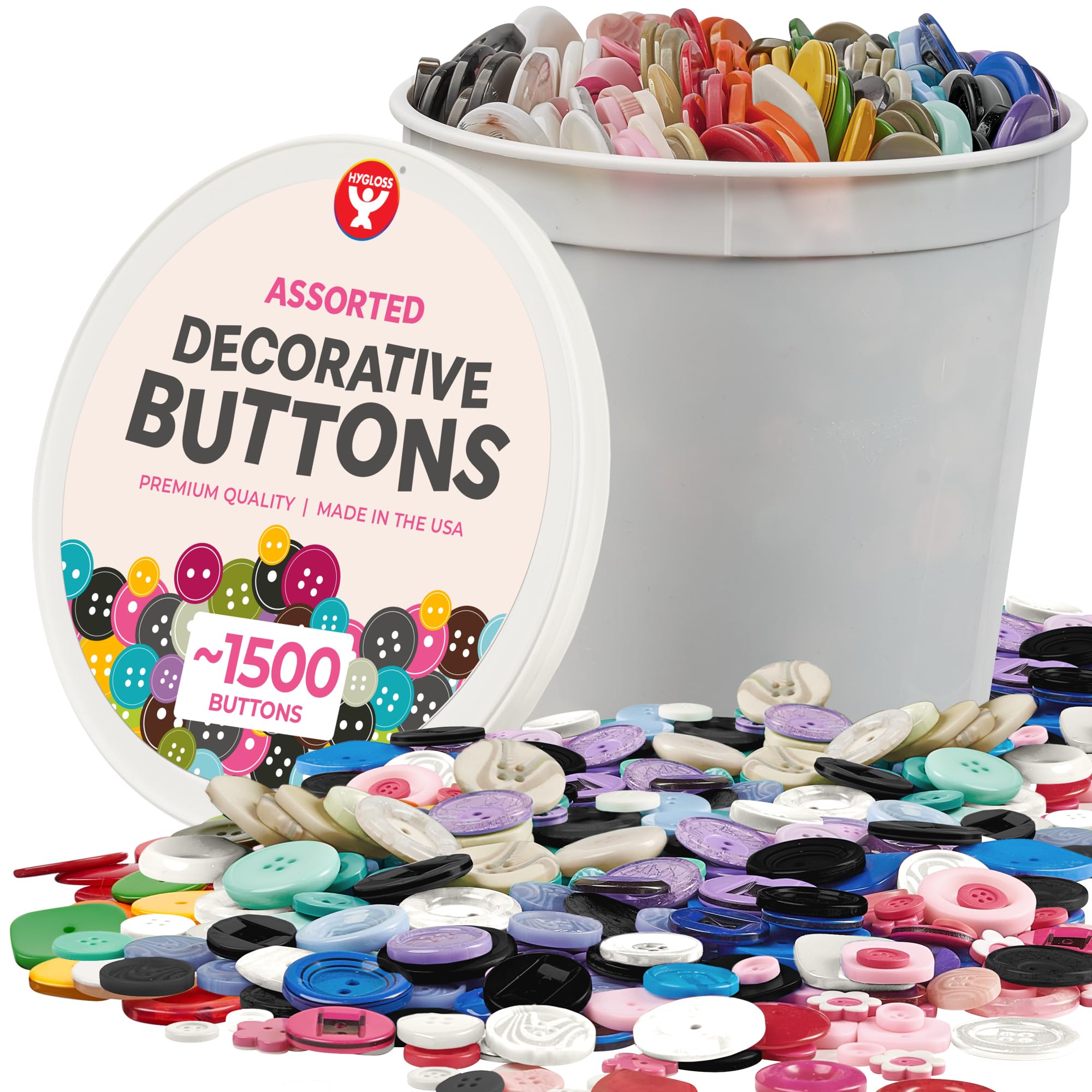 Amazon.com: 1,500 (Approx) Assorted Buttons for Crafts - Bulk Button ...