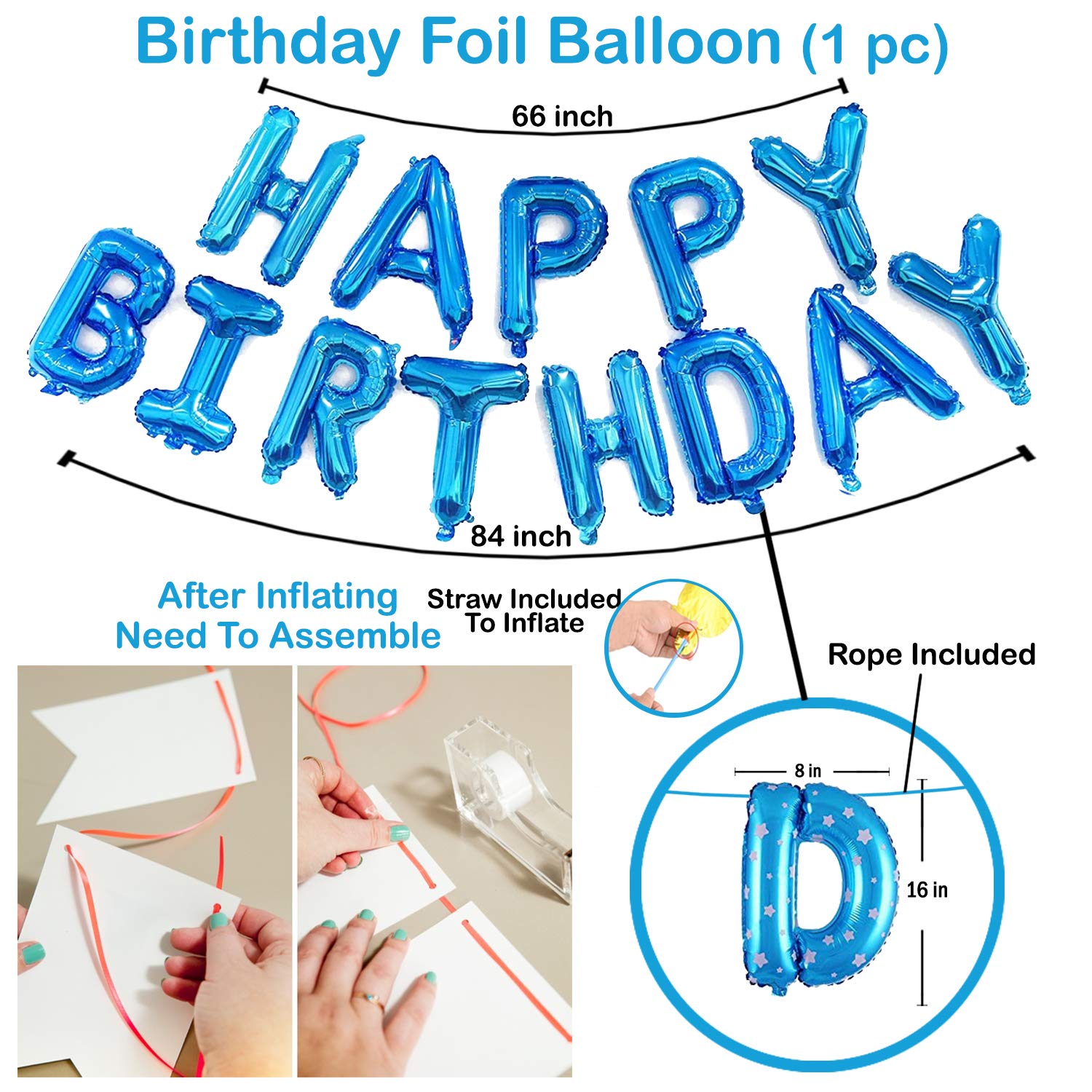 Party Propz Blue Happy Birthday Balloon Combo Set For Boys With ...