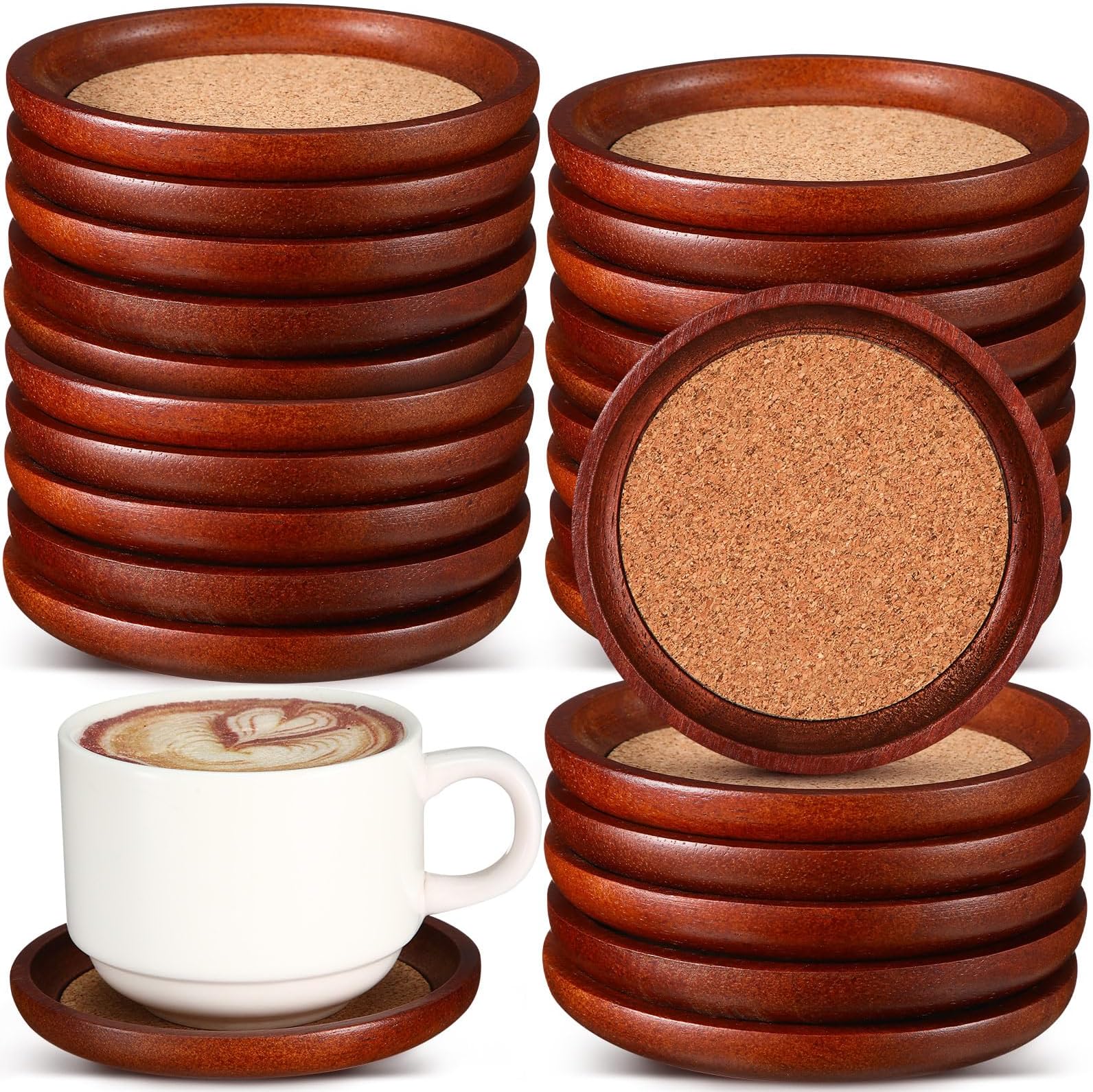 Amazon.com: Maxcheck 24 Pcs Wooden Drink Coasters Bulk 4 Inch Wood ...
