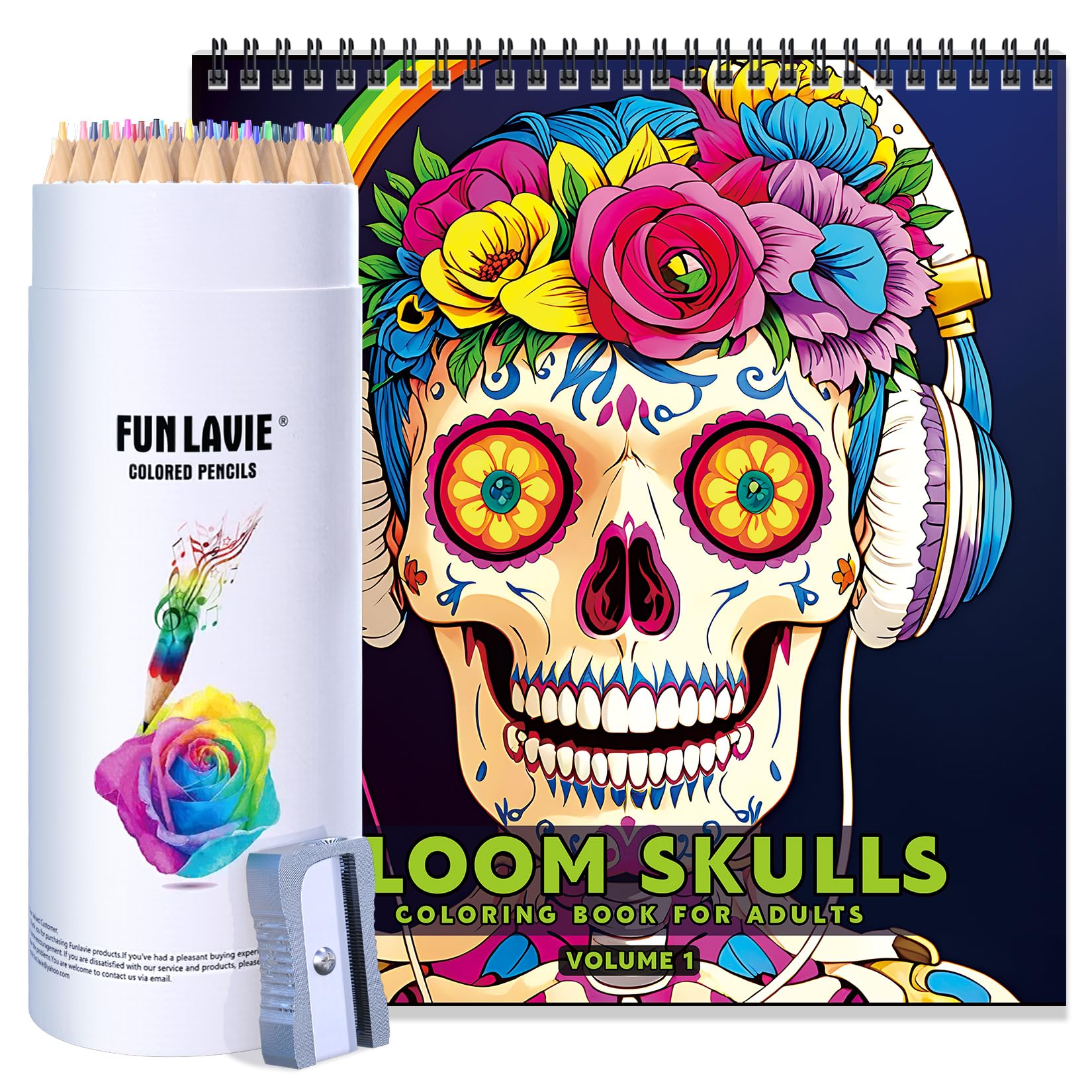 Amazon.com : FUNLAVIE 72 Colored Pencils + Coloring Book Sugar Skull Design : Arts, Crafts & Sewing