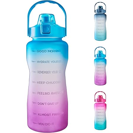 Amazon.com: Aiquar Half Gallon/64oz Water Bottle with Straw & Time ...
