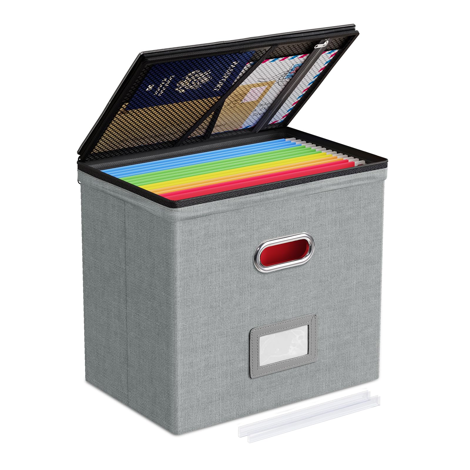 Amazon.com: Oterri File Organizer Boxes with Lids, File Box with Mesh ...