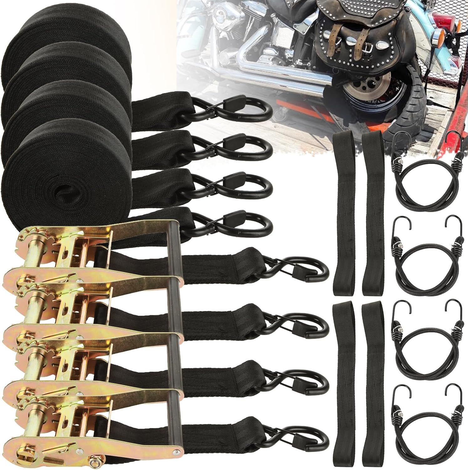 Amazon.com: LISHINE 4 Pcs 2 Inch Ratchet Straps Heavy Duty 20ft Tie ...