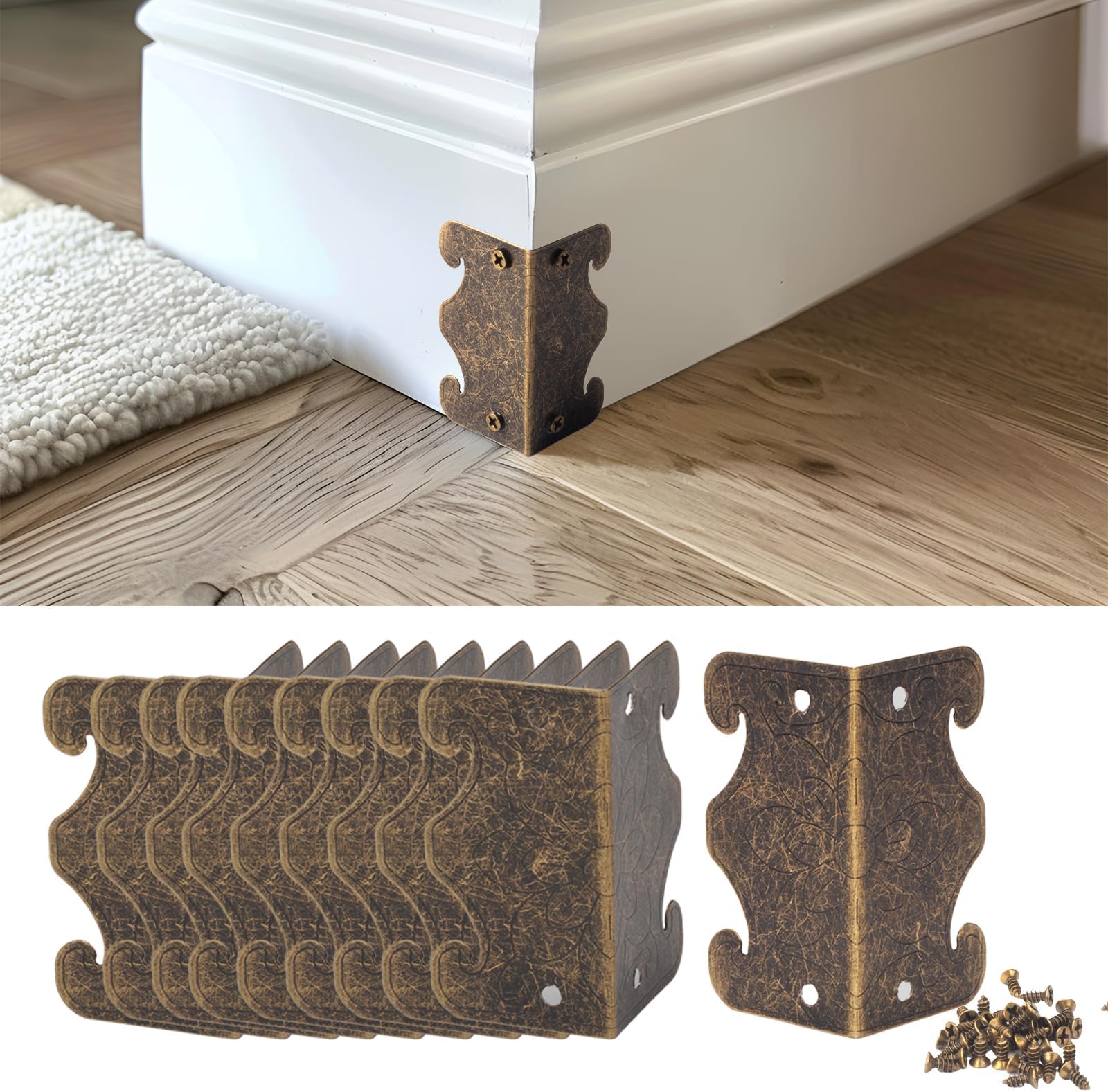 Amazon.com: Tiazza 4Pcs Antique Brass Decorative Round Corner ...