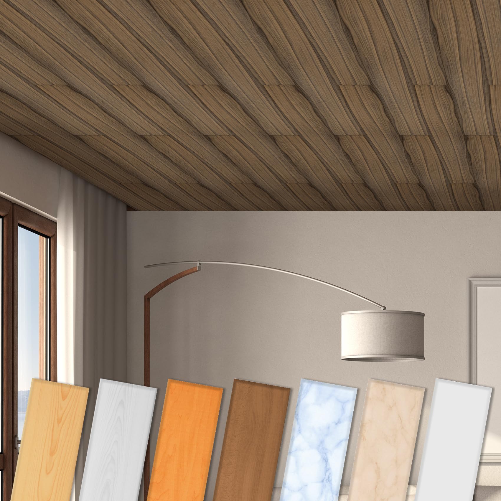 Lightweight Ceiling Tiles Art3d PVC Drop Ceiling Tiles,Slat Design