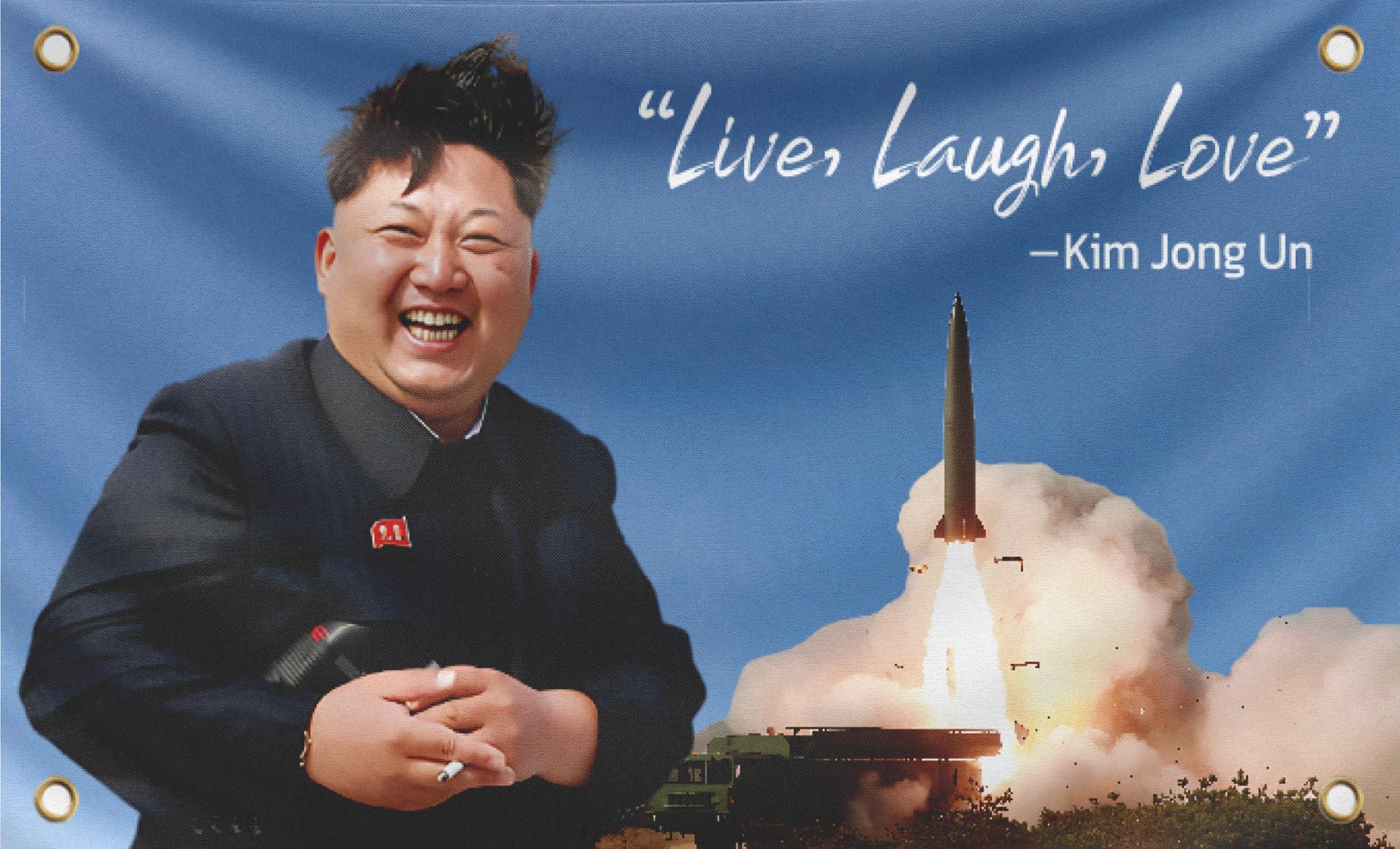 Amazon.com : 3x5 Feet 100% Lightweight Polyester Flag - Live Love Laugh Kim Jong Flags with Four ...