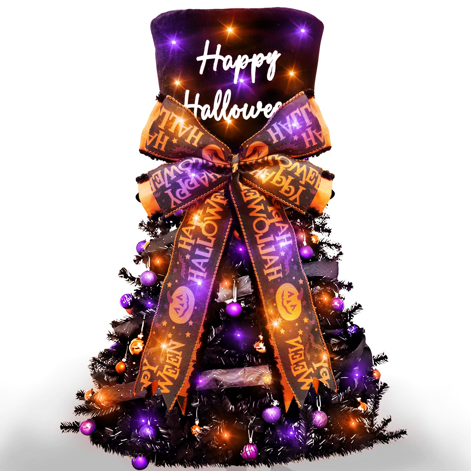 Amazon.com: Halloween Tree Topper Hat with 9.8FT 30LED Purple and ...