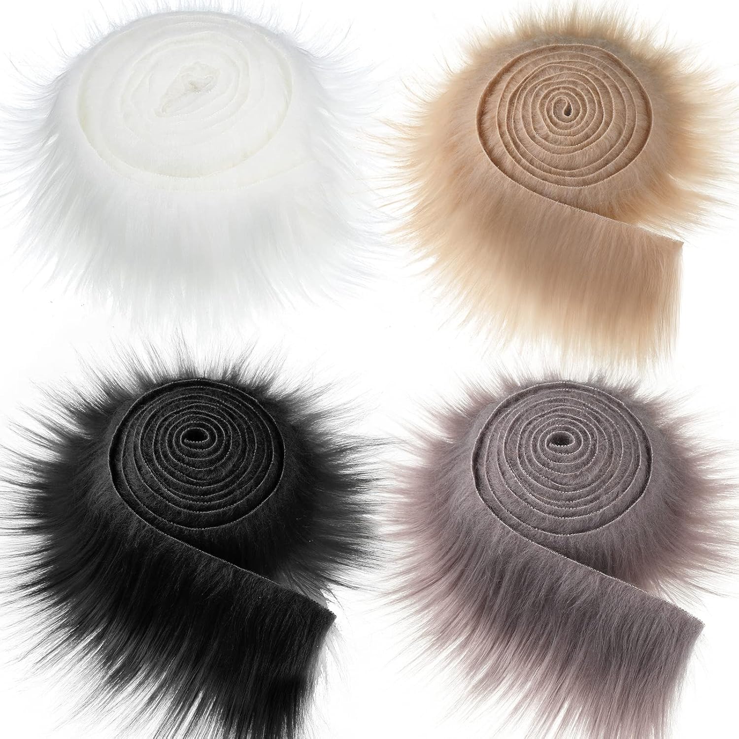 Amazon.com: 4 Pieces Faux Fox Fur Fabric Shaggy Fur Patches Fabric Trim ...