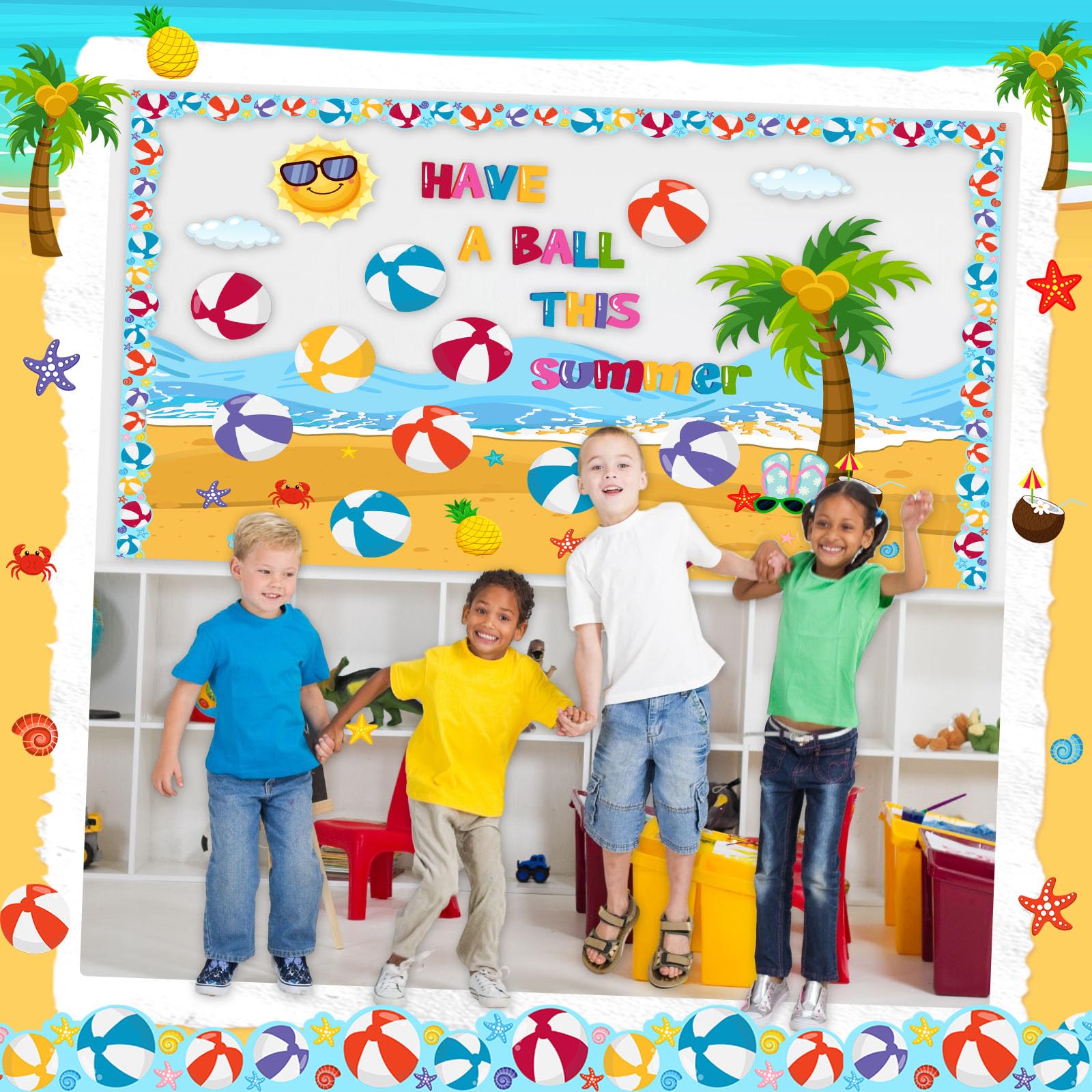 Snapklik.com : Pasimy Summer Bulletin Board Decorations Set Beach ...