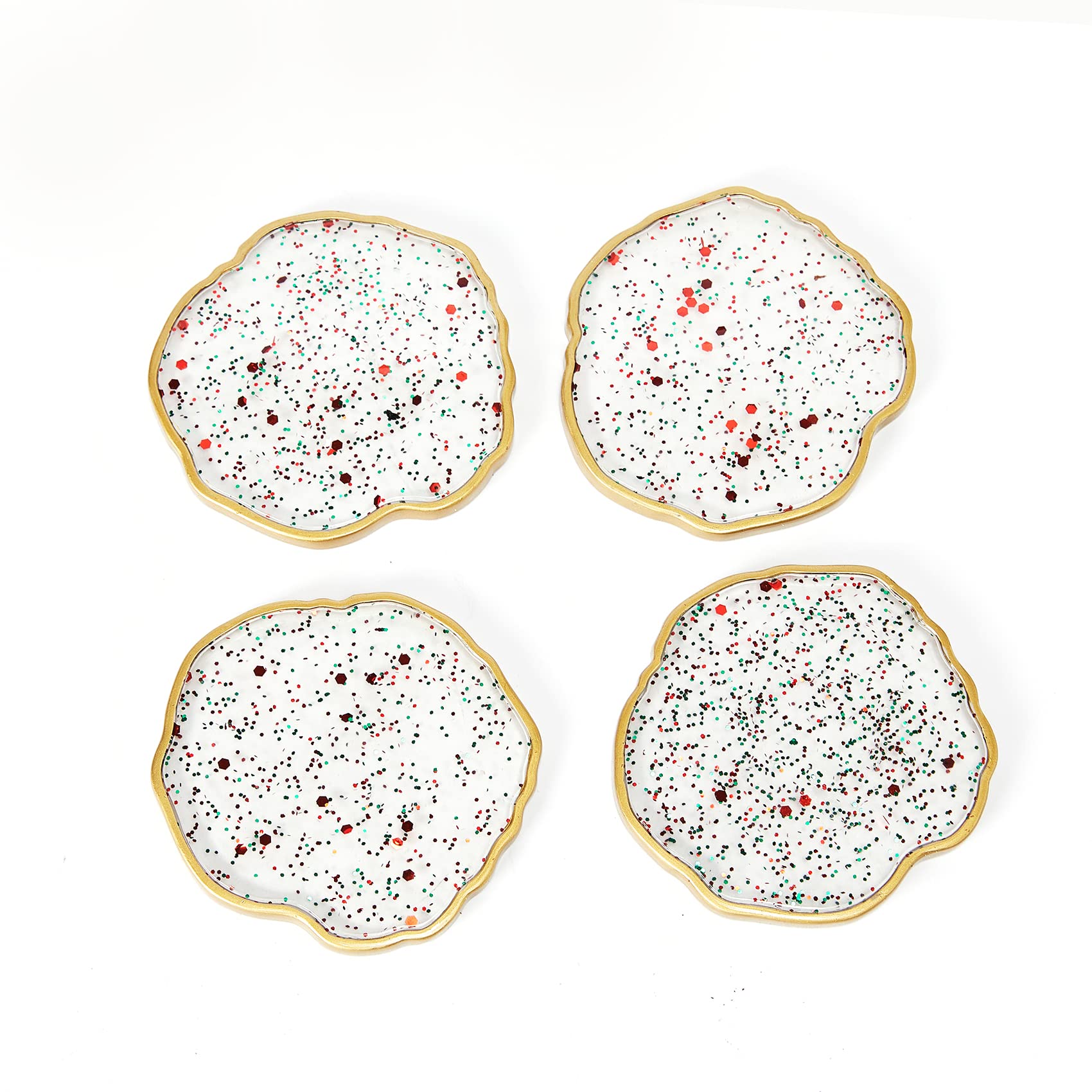 Amazon.com: Sparkle Drink Coasters - Set of 4 - Gold Rim Christmas ...