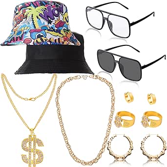 Amazon.com: FIOEOZ Hip Hop Costume for Men Women, 12 Pack Rapper ...