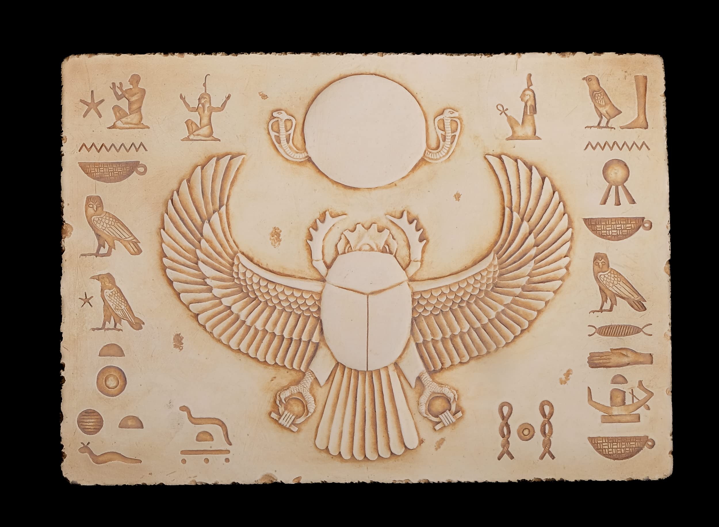 Ancient Egyptian Scarab Beetle Carved Vintage White Soapstone Carved