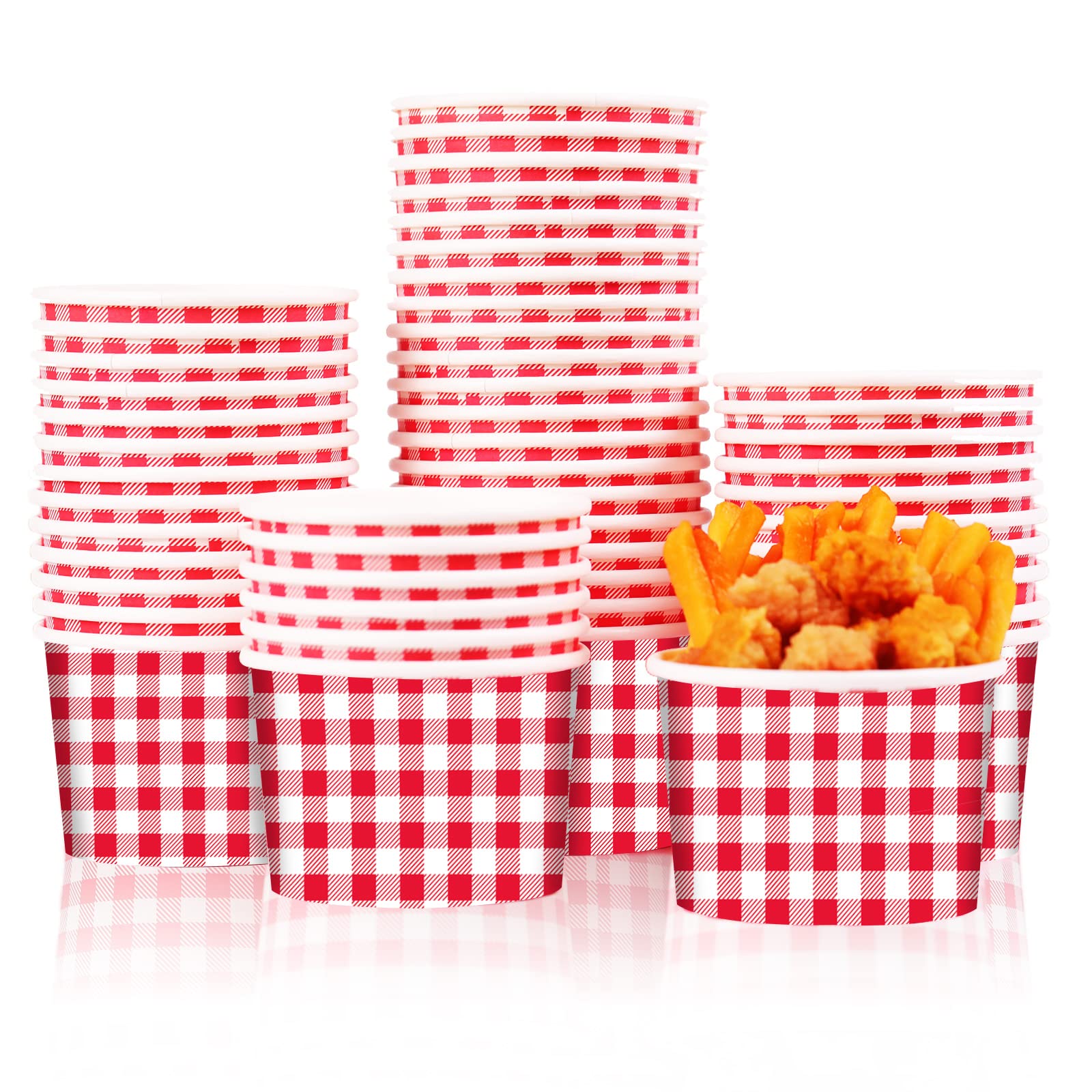 Amazon.com: gisgfim 50Pcs Ice Cream Cups,Gingham Snack Bowls, 9 oz Red ...