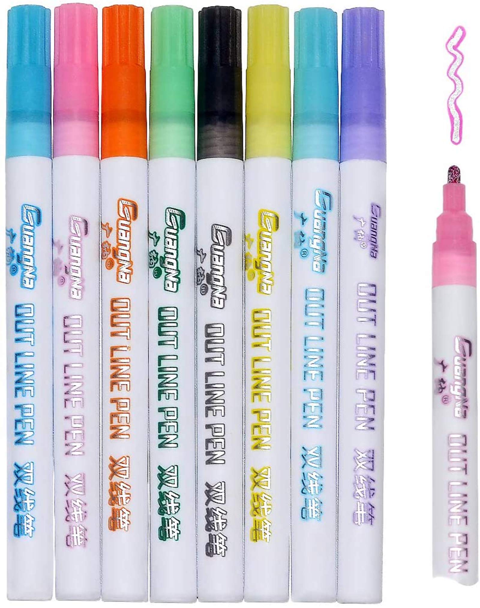 Buy 8 Colors-DoodleDazzles Shimmer Marker Set, Marker Pen Outline Pen ...