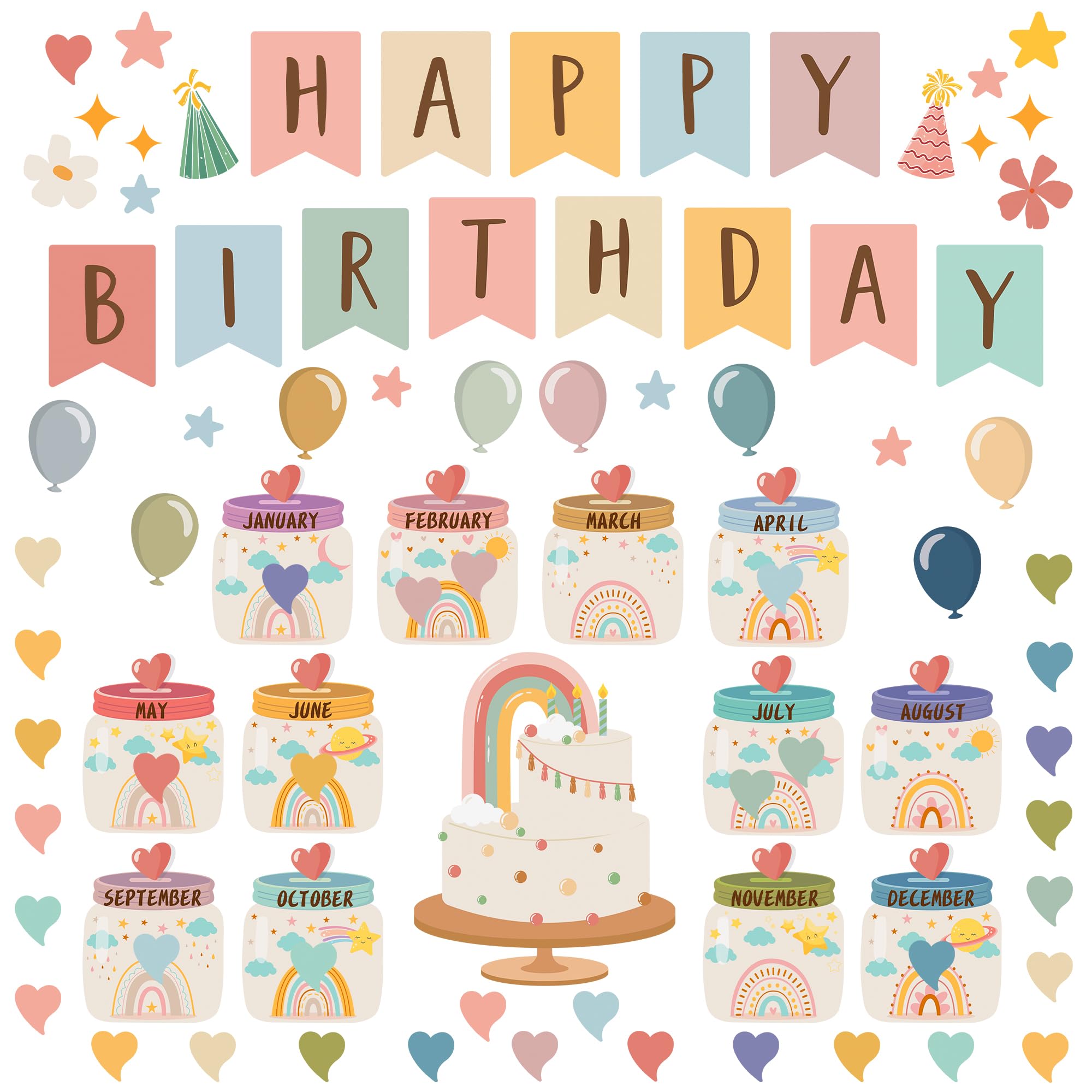 86 Pcs Boho Bulletin Board Classroom Decor Boho Birthday Bulletin ...