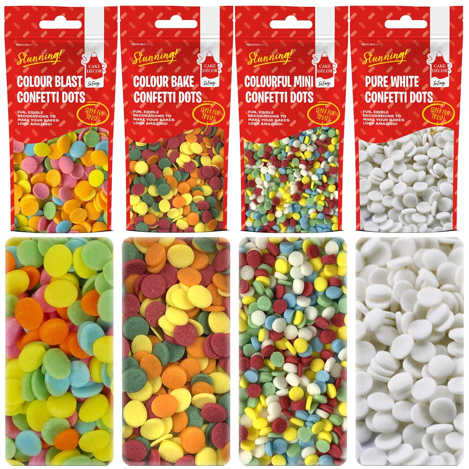 Cake Decor 200g Stunning Confetti Dot Sprinkles 4 X 50g | Desertcart INDIA