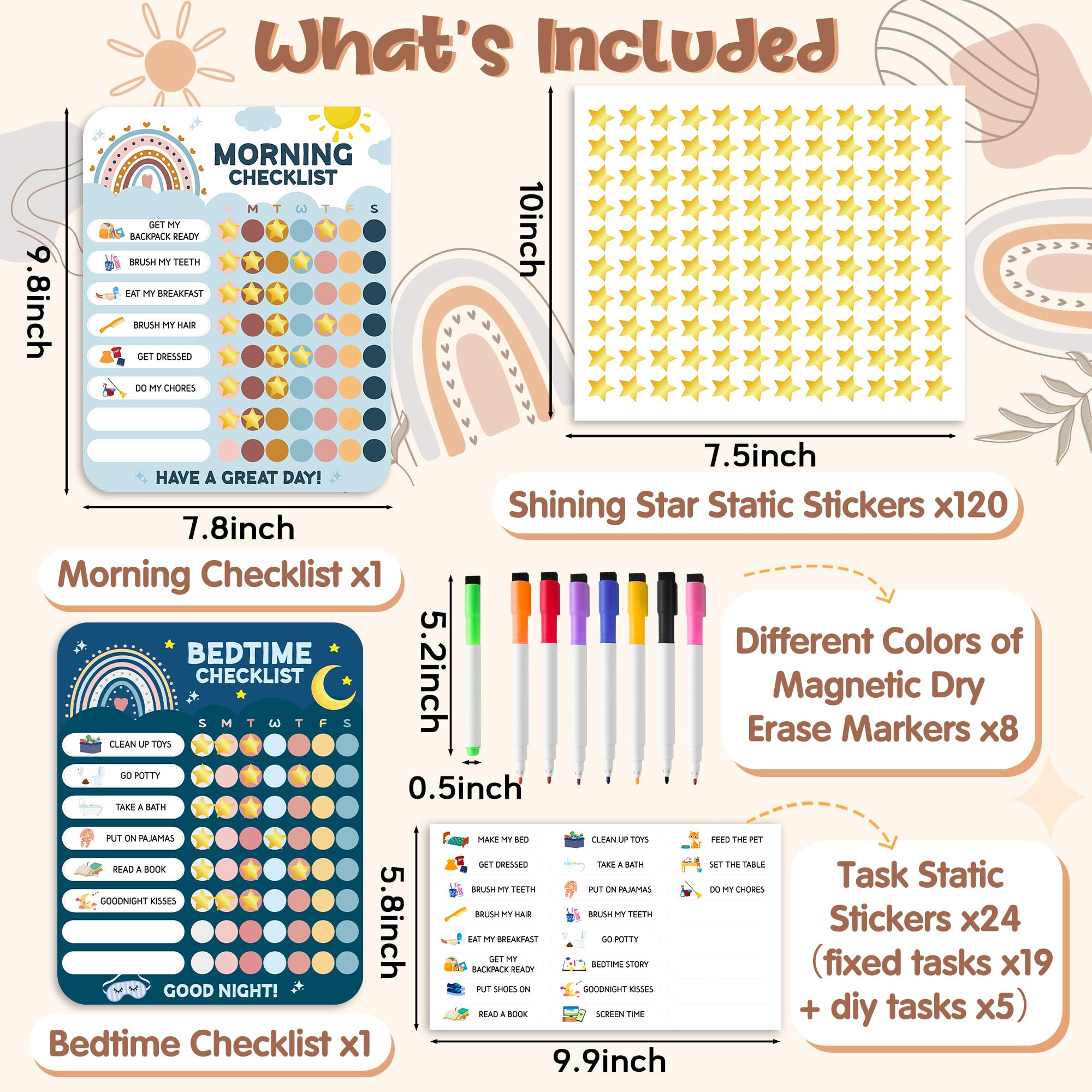 WATINC 154PCS Daily Schedule for Kids Boho Reward Chart Bedtime Daily ...