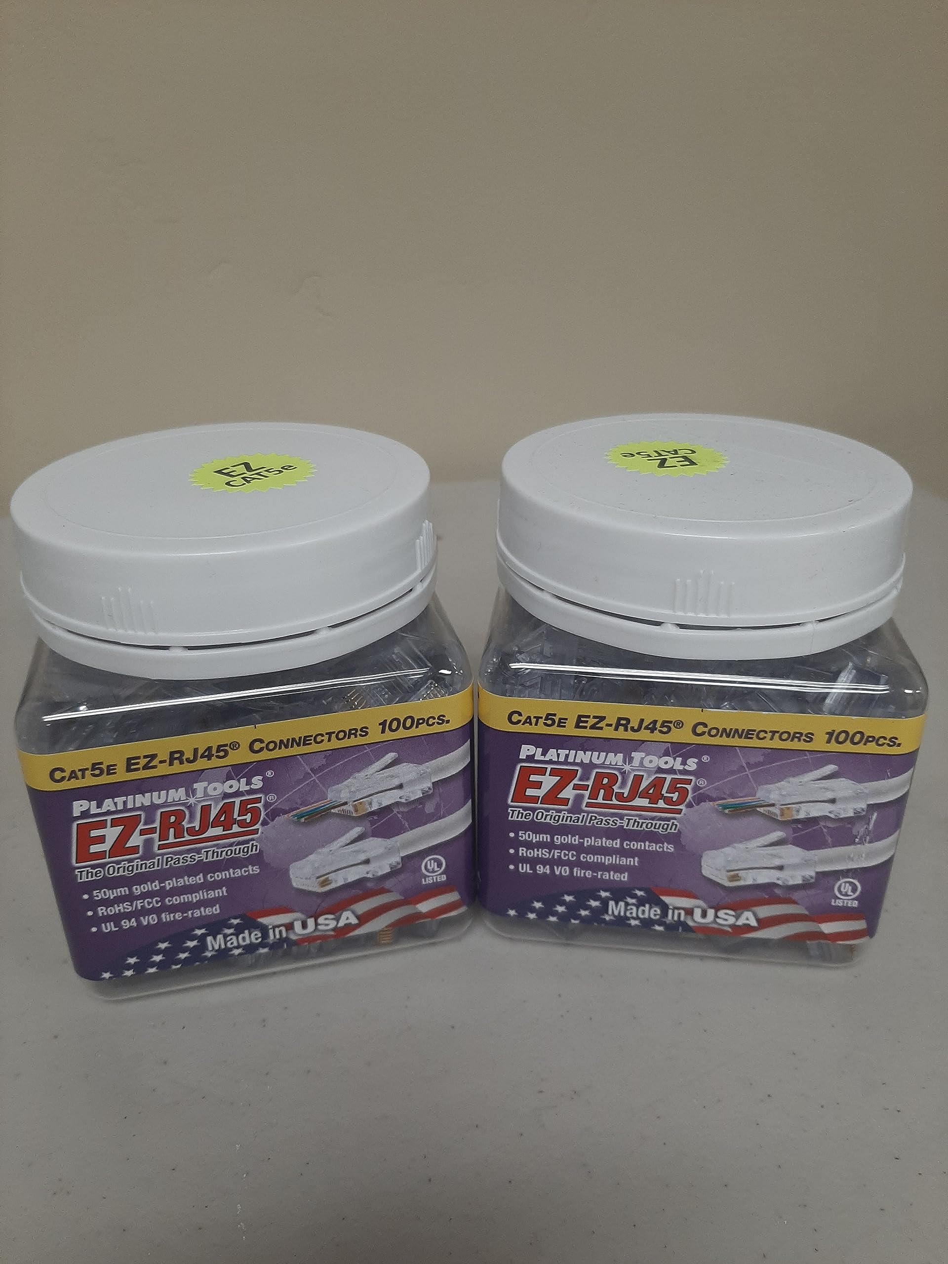 Amazon.com: Platinum Tools 202003J Cat5e EZ-RJ45 Connectors (2-pack) (2 ...