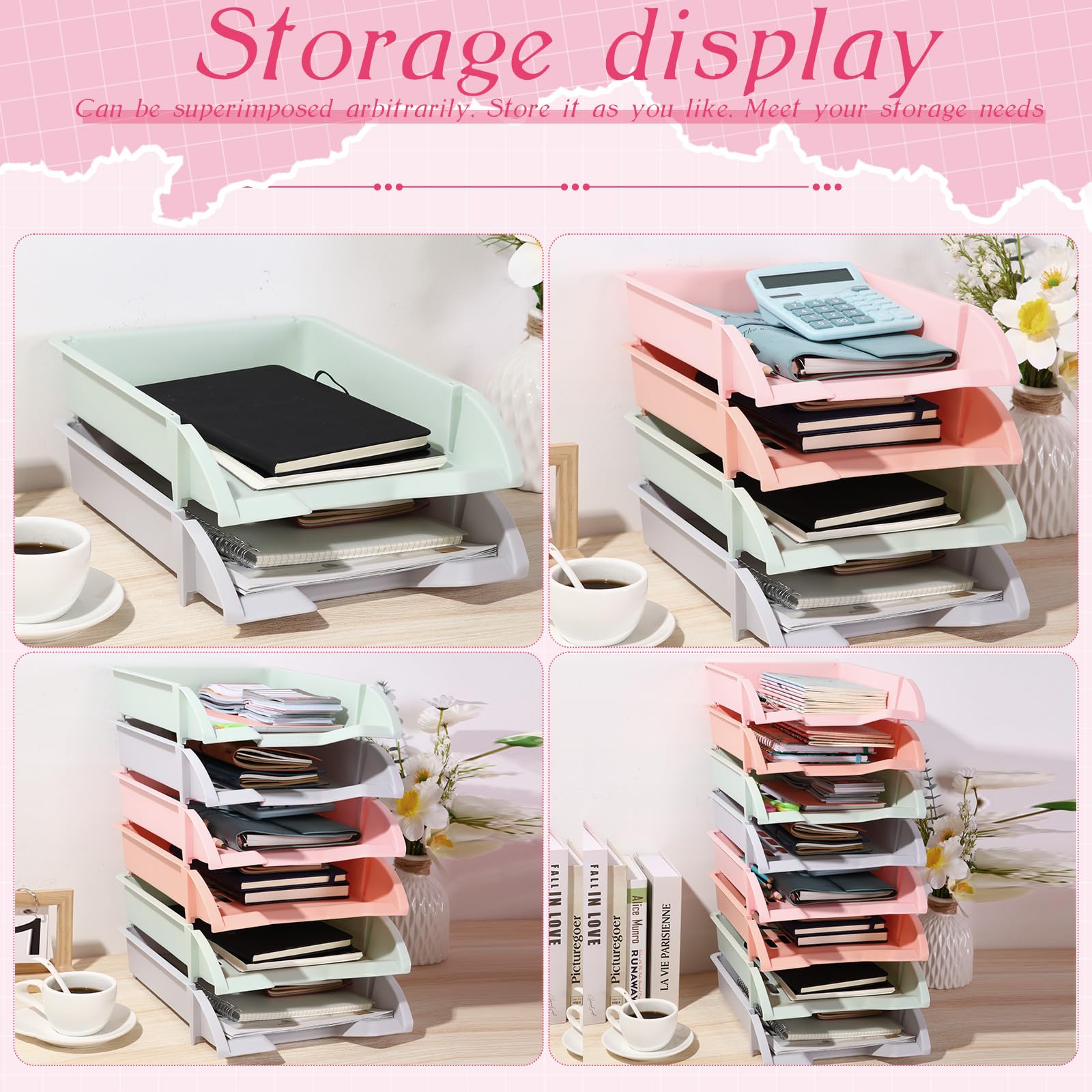 Snapklik.com : Gueevin 4 Pcs Colorful Stackable Paper Trays Desk Letter ...