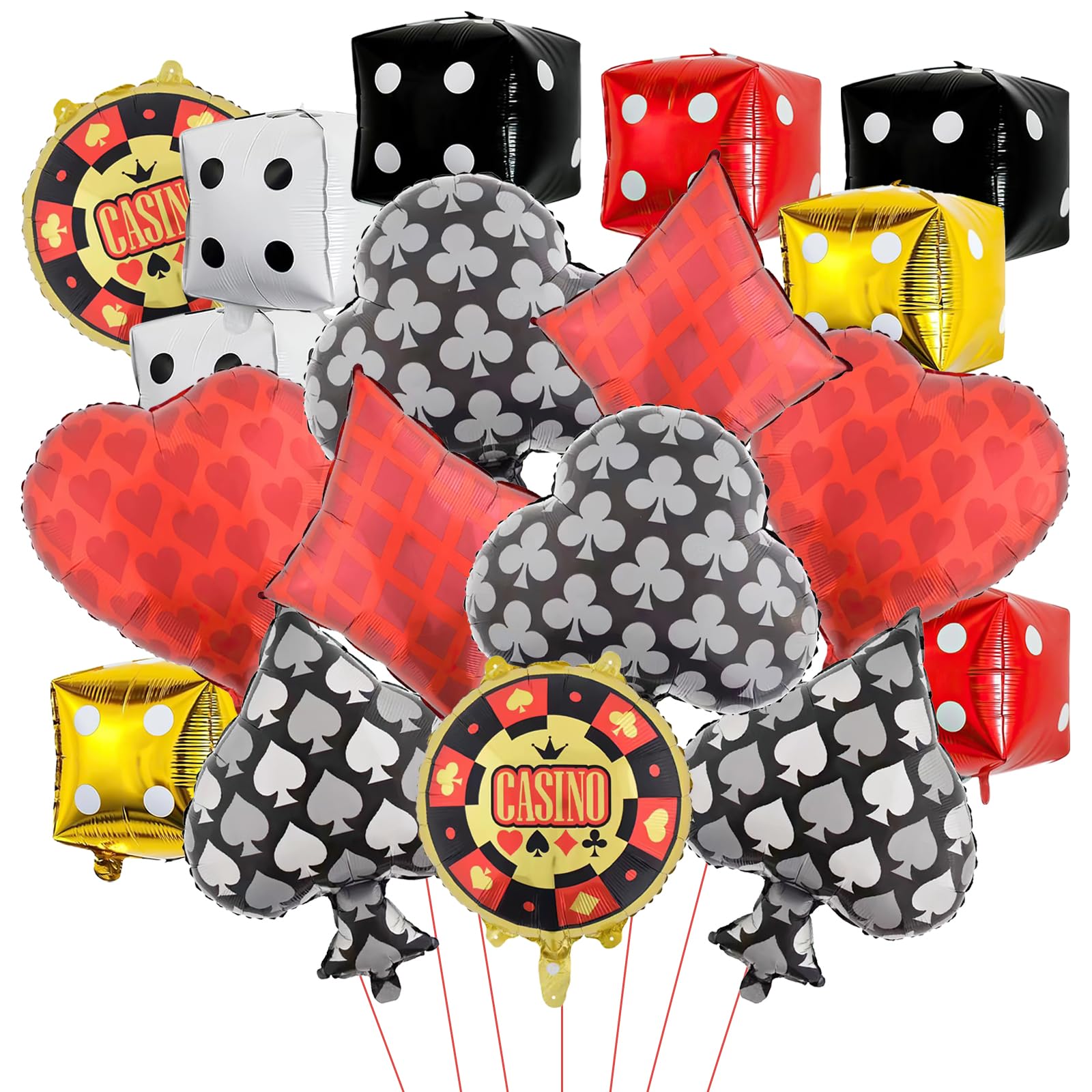 Amazon.com: 18 Pcs Jumbo Dice and Cards Balloons,Casino Theme Party ...
