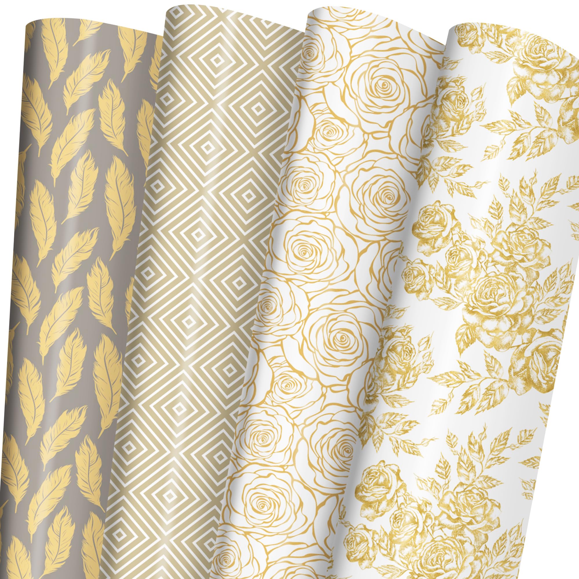 Amazon.com: WAPLIGHAL Wedding Wrapping Paper Sheets - Roses, Peonies ...