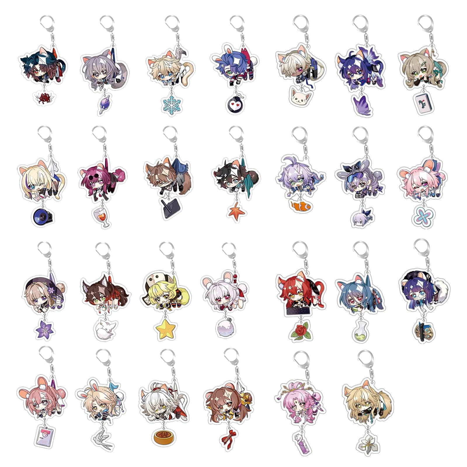 SRDEHDYE Honkai Star Rail 27 Pcs Keychains Tingyun Arlan Natasha Himeko ...