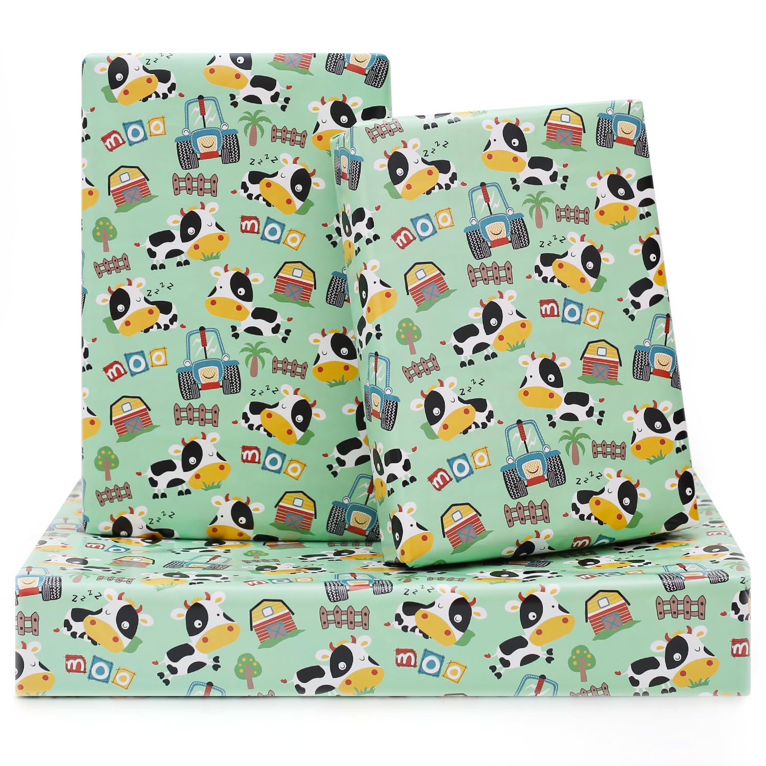 Amazon.com: NEPOG Farm Cow Wrapping Paper for Boys Girls Kids, Cute Cow ...