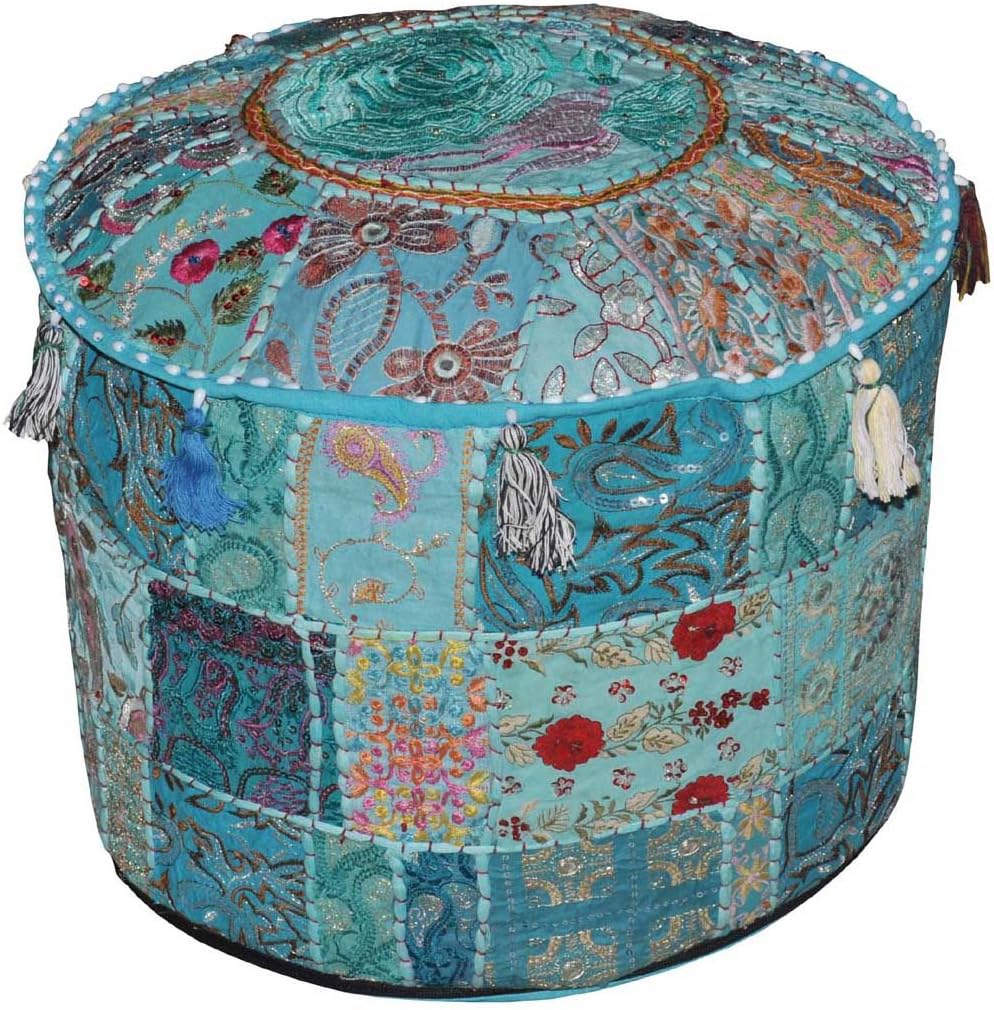 Marubhumi Indian Pouf Stool Vintage Patchwork Embellished With ...
