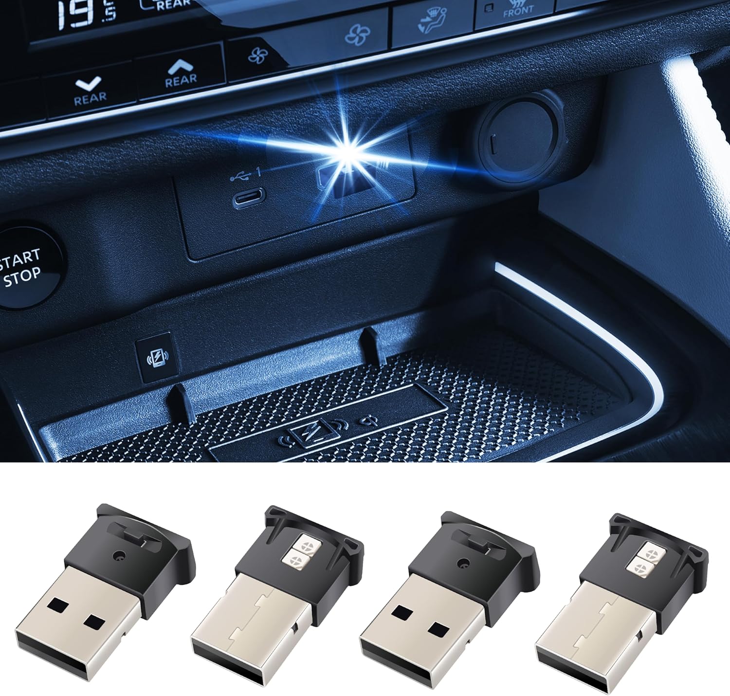 Amazon.com: Mini USB LED Car Light, DC 5V Intelligent Interior Car ...