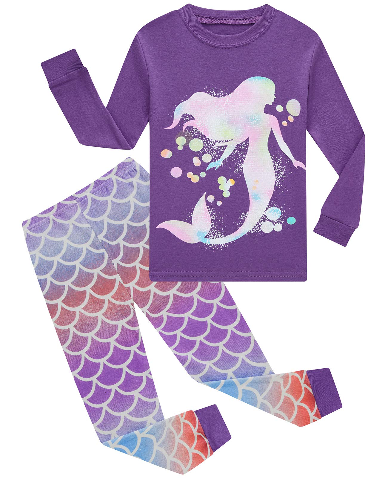 Snapklik.com : Girls Pajamas 100% Cotton Girls Mermaid Pajamas Toddler ...