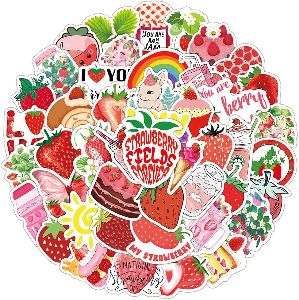 Amazon.com: 50Pack Cute Strawberry Stickers for Teens Boys Girls Adults ...