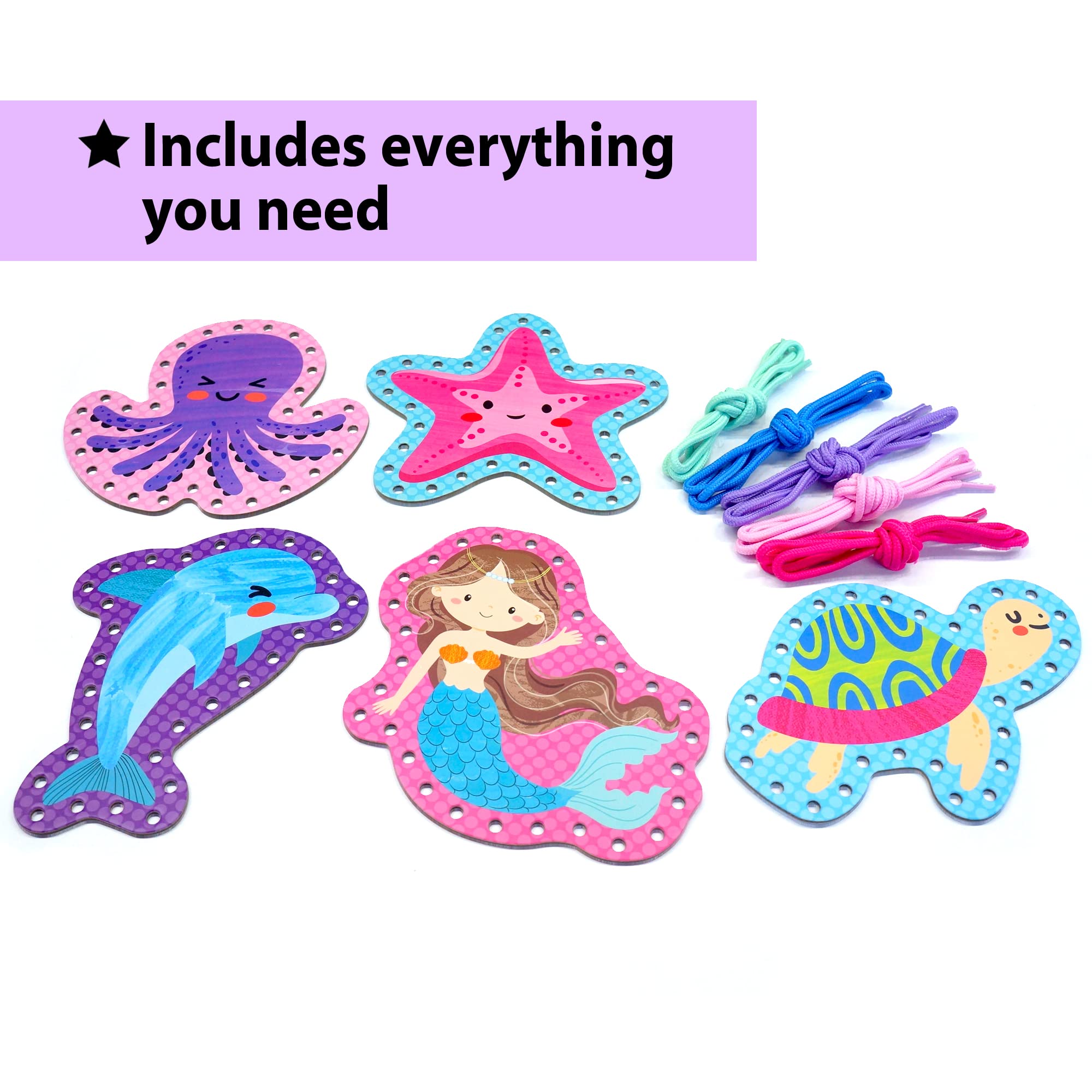 Snapklik.com : KRAFUN Beginner Mermaid Lacing Card Kit For Kids Arts ...