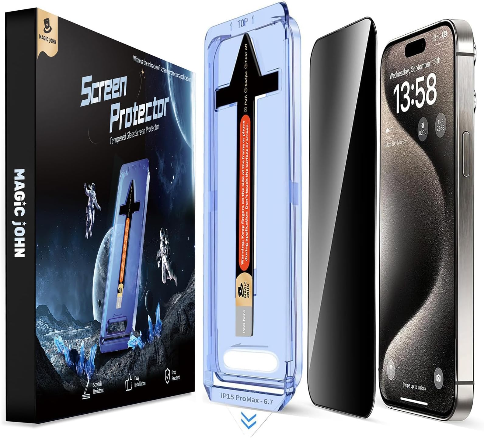 Amazon.com: MAGIC JOHN 2 Pack for iPhone 15 Pro Max 6.7 inch Privacy ...