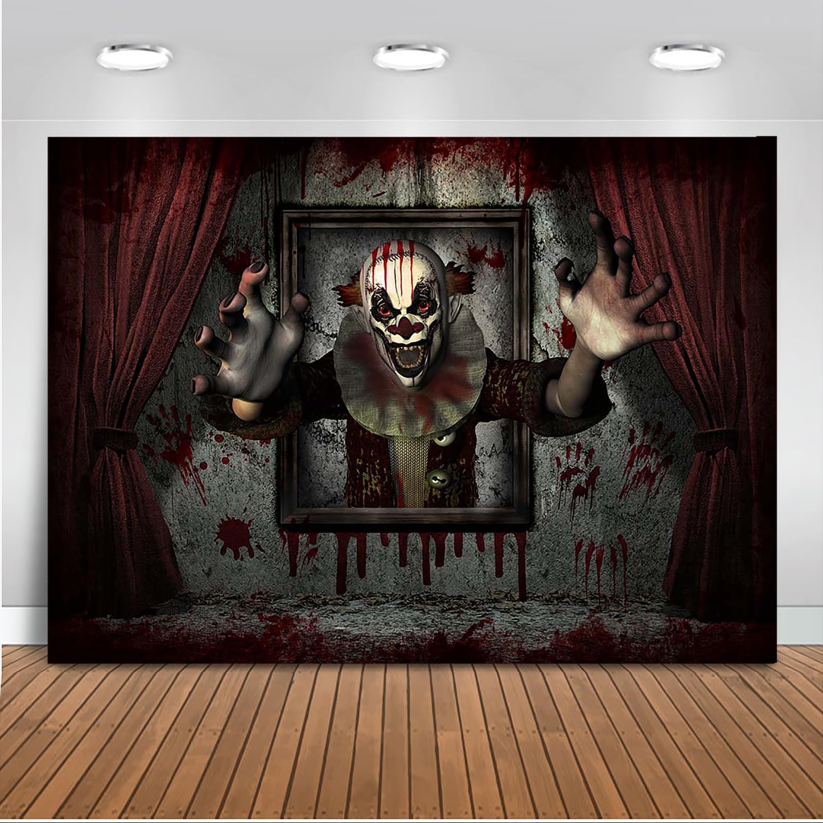 Amazon.com : Halloween Photography Backdrop Scary Circus Themed Wall ...